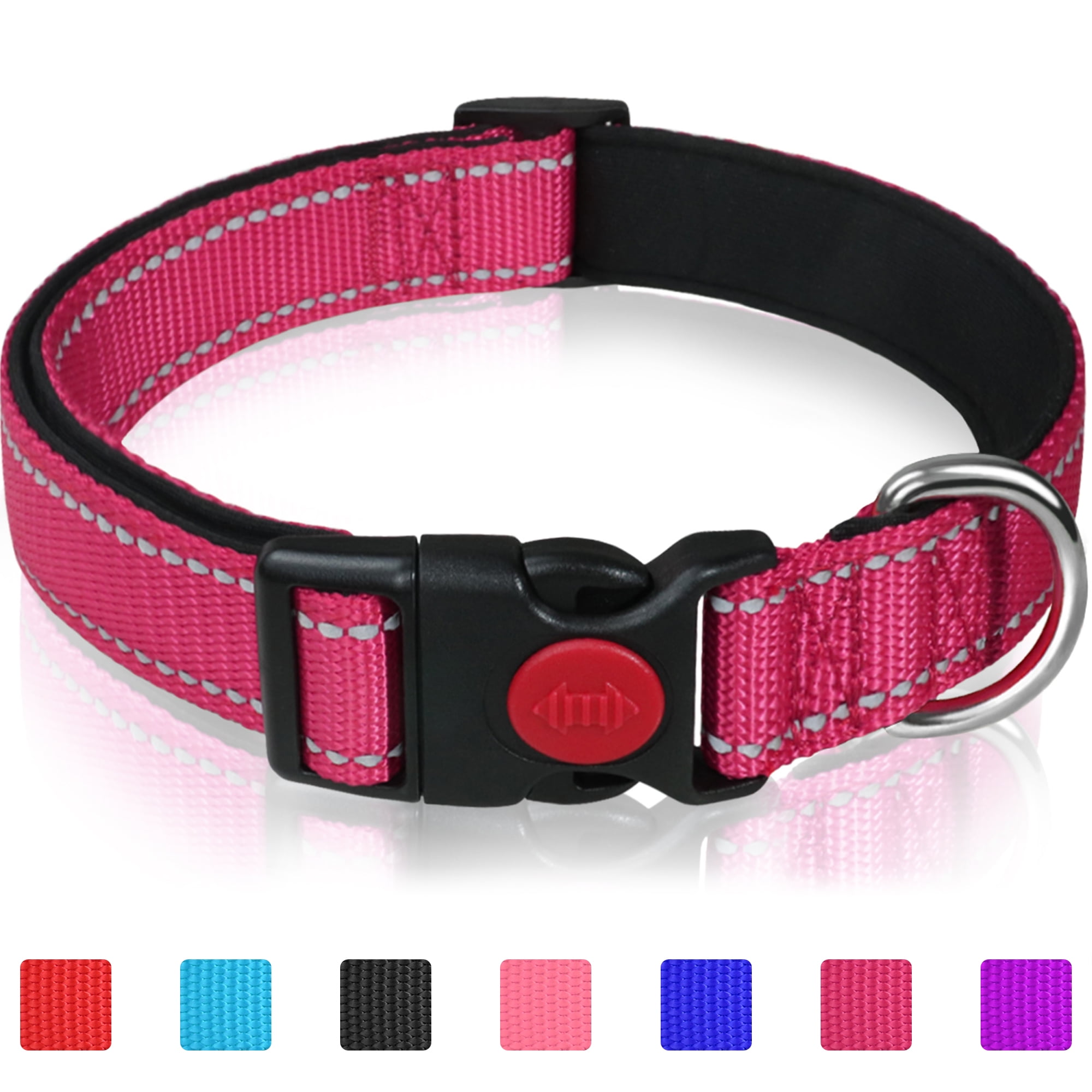Taglory Reflective Dog Collar with Locking Buckle, Adjustable Nylon ...