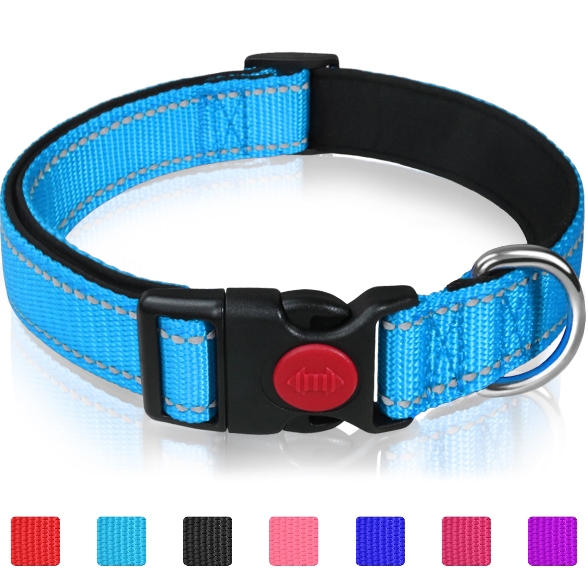 Taglory Reflective Nylon Dog Collar, Adjustable, Safety Lock, Large ...