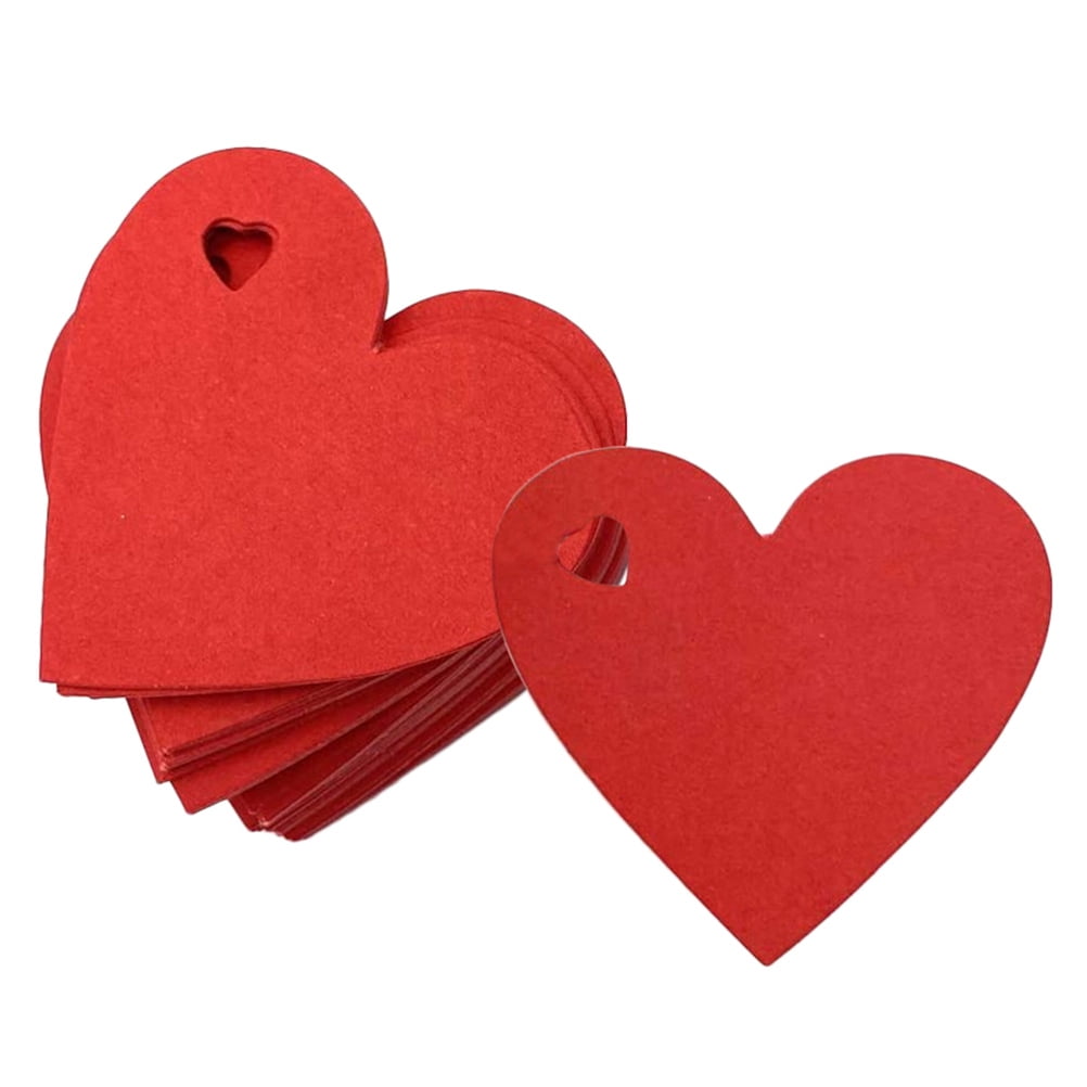 1 Set 100Pcs Valentine Day Hanging Tags Heart Shaped Gift Labels Red ...