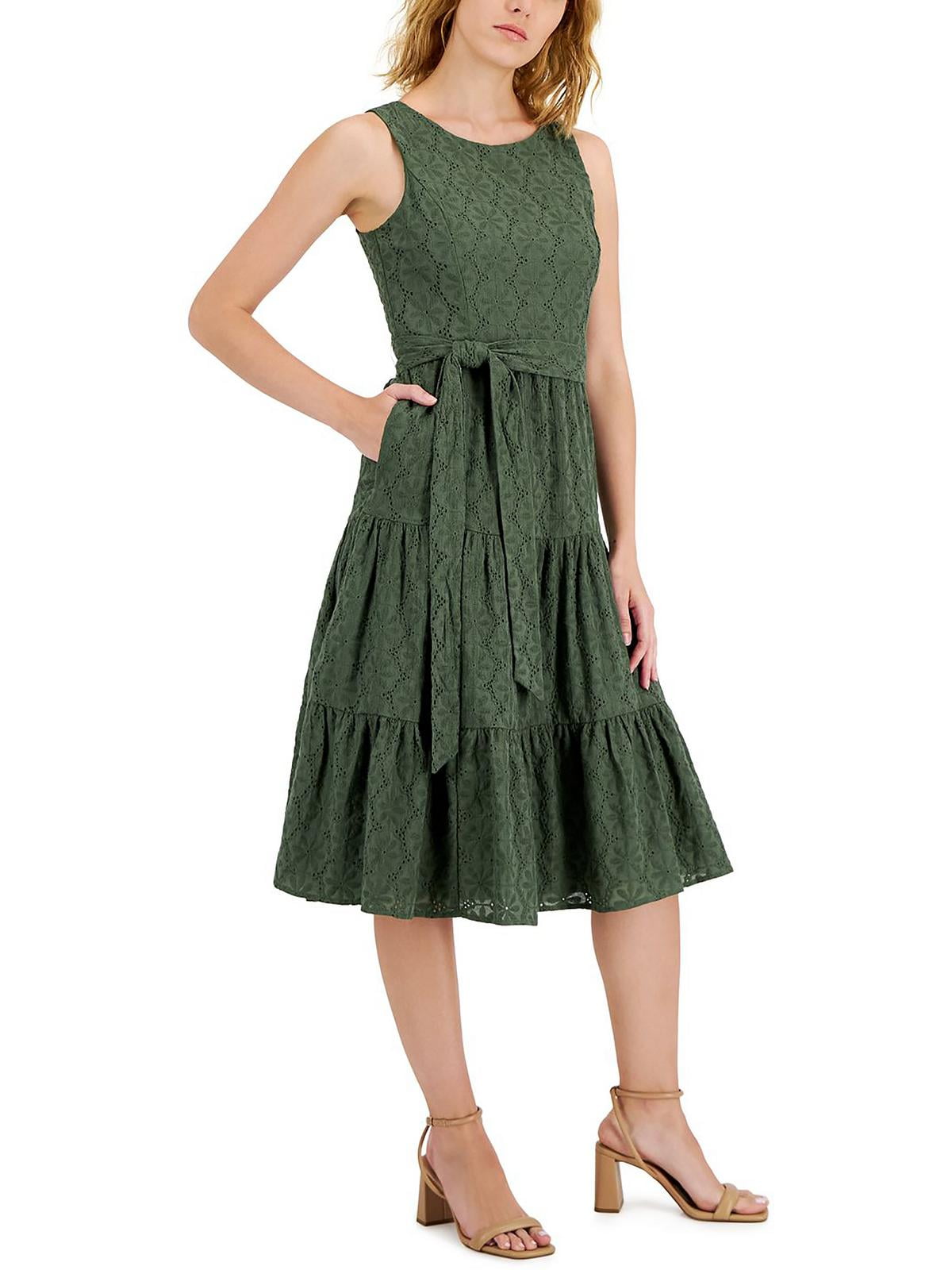 Tahari ASL Womens Belted Calf Midi Dress - Walmart.com