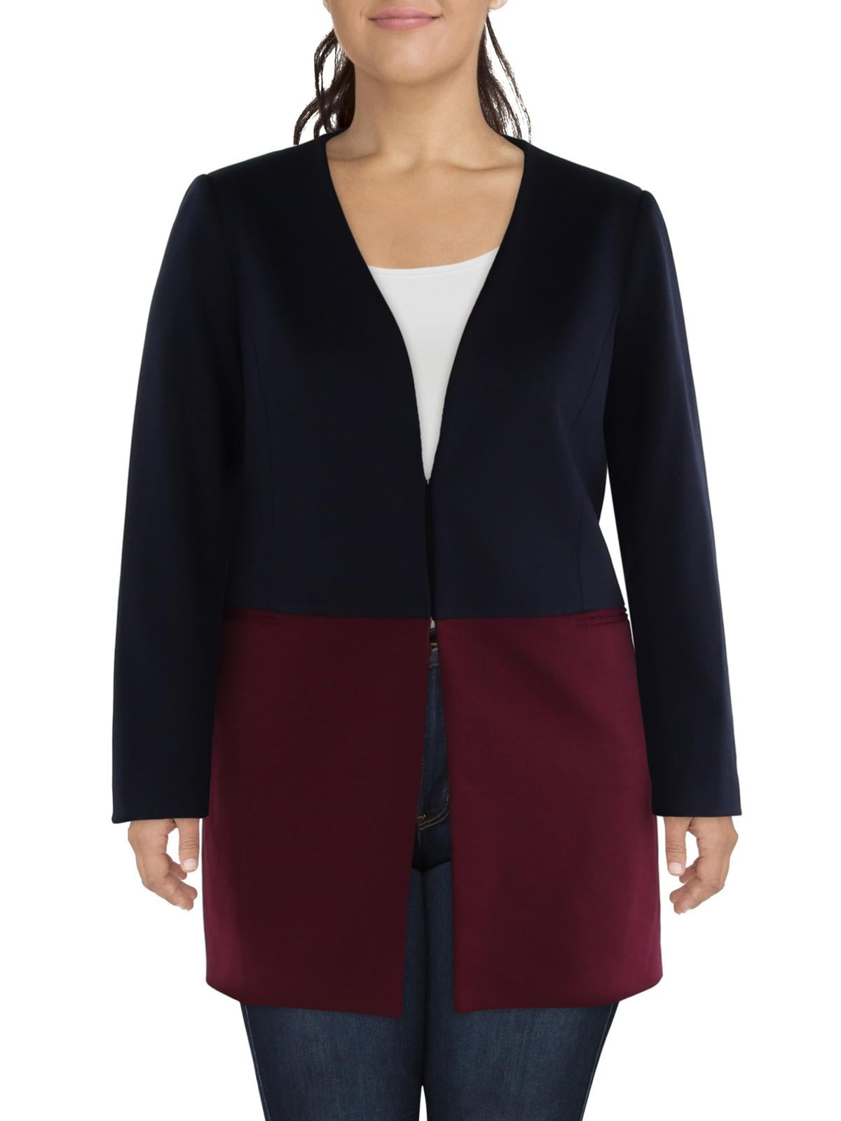 Tahari ASL Womens Colorblock Topper Collarless Blazer - Walmart.com