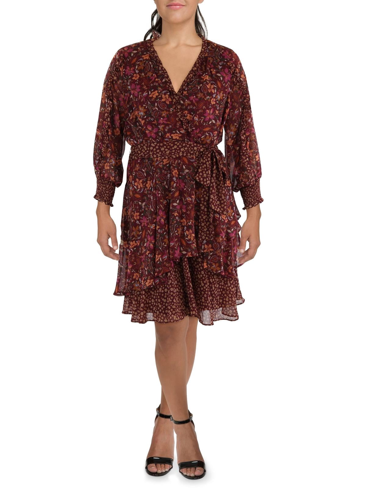 Tahari ASL Womens Plus Floral Print Ruffle Wrap Dress - Walmart.com