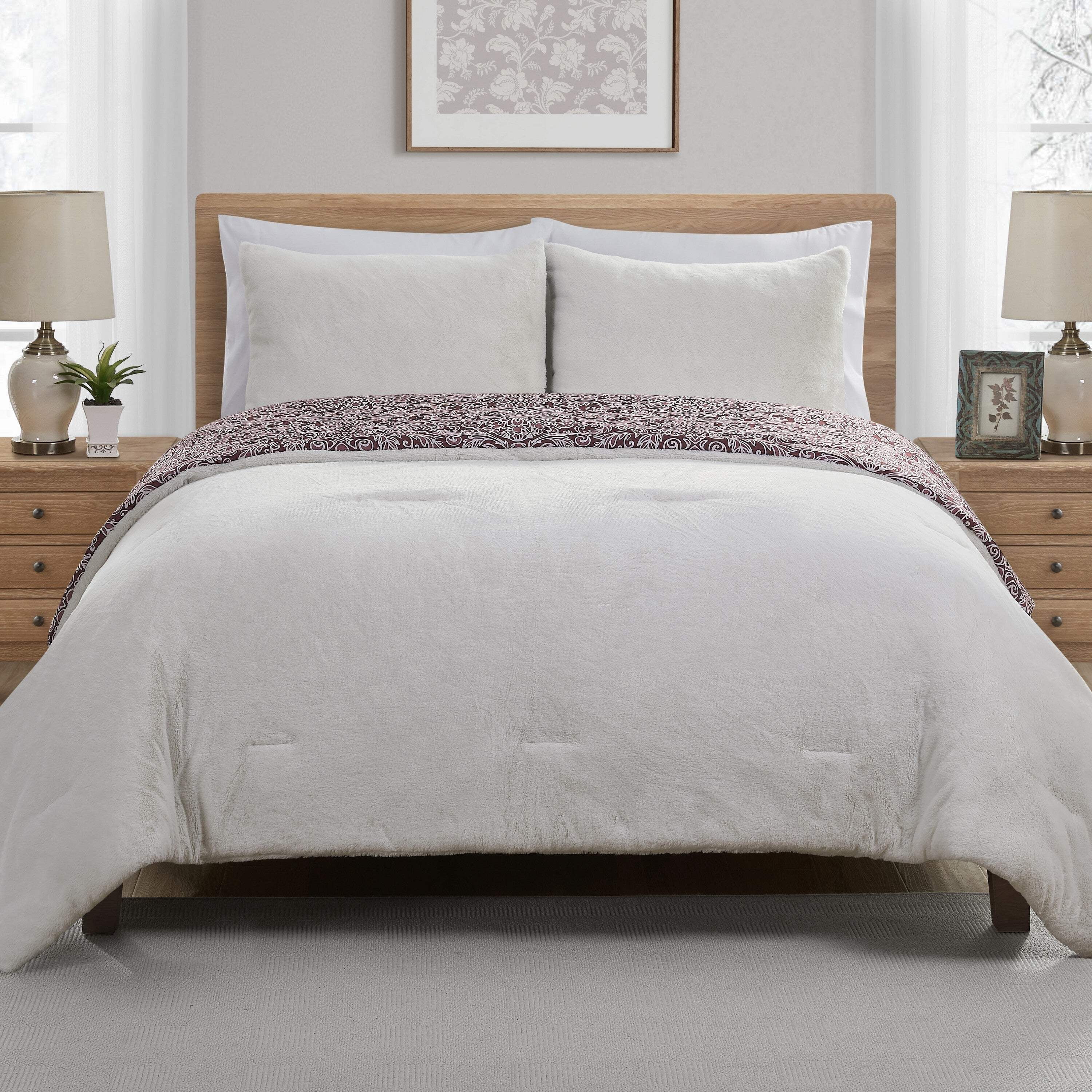 Tahari Home Klaus Faux Fur Comforter Set - Walmart.com