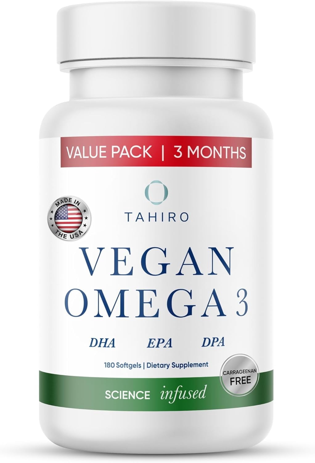 Tahiro Vegan Omega-3 Softgels for Memory, 1000mg DPA, DHA & EPA, Plant ...