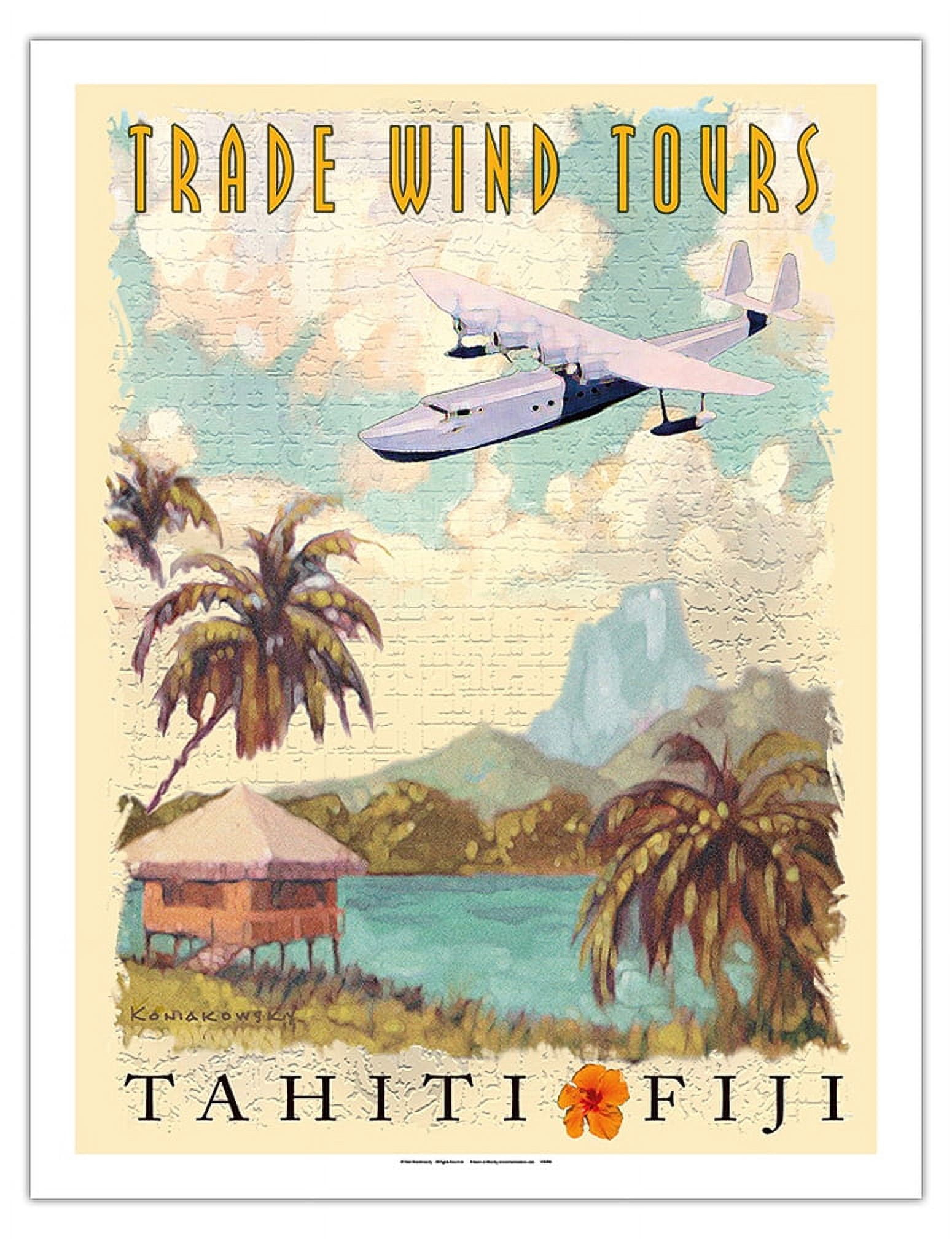 Tahiti Fiji Islands - Trade Wind Tours - Vintage Travel Poster by Wade ...
