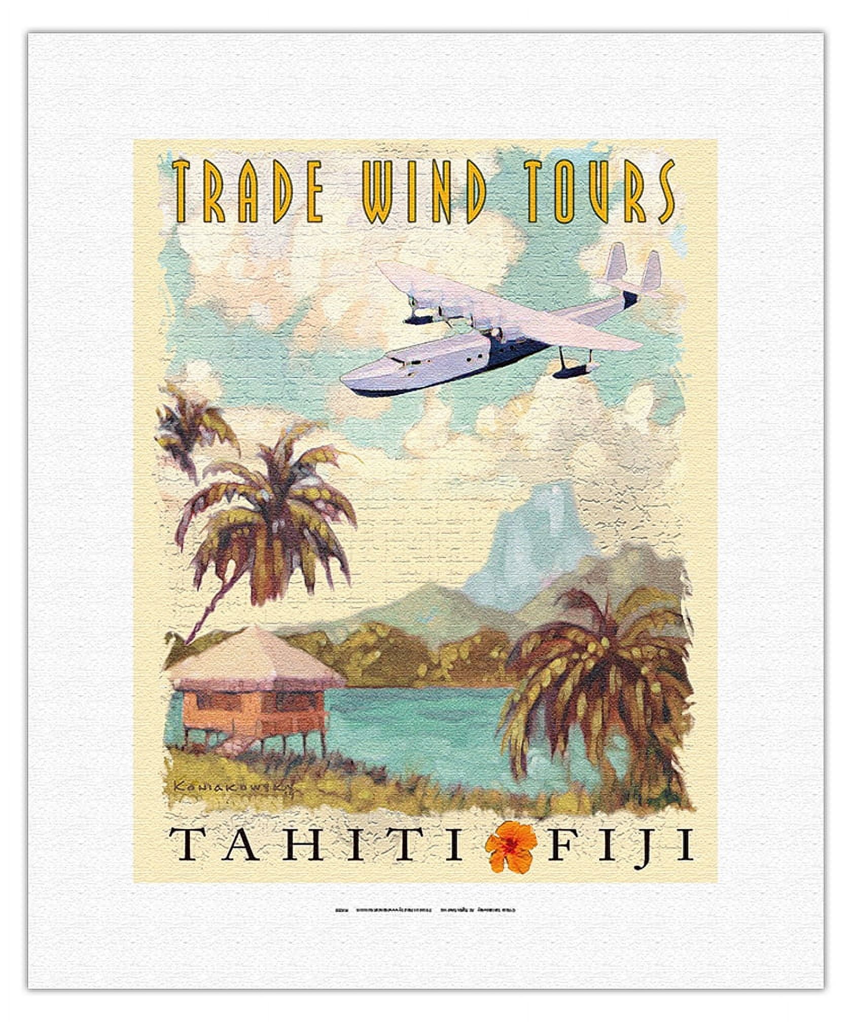 Tahiti Fiji Islands - Trade Wind Tours - Vintage Travel Poster by Wade ...