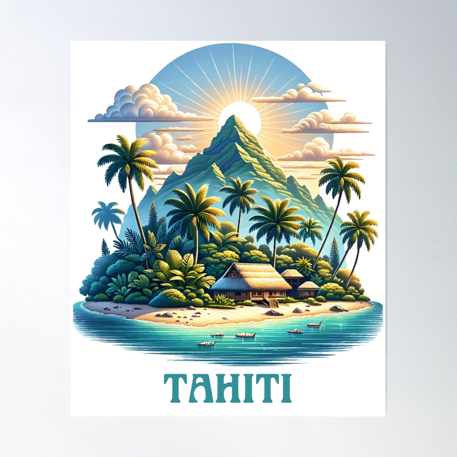 Tahiti French Polynesia South Pacific Poster Wall Art, Modern Wall ...