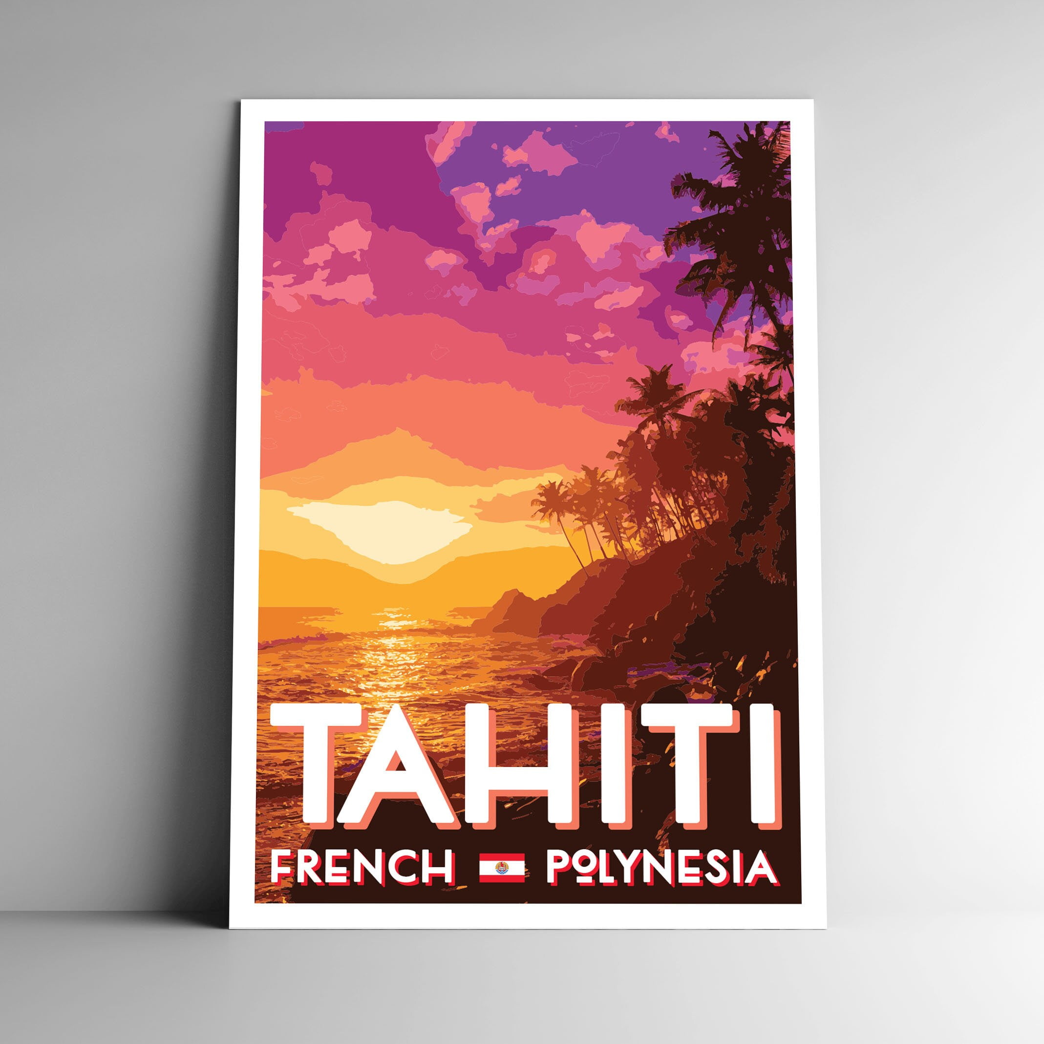 Tahiti French Polynesia Vintage Travel Poster / Postcard WPA Style ...