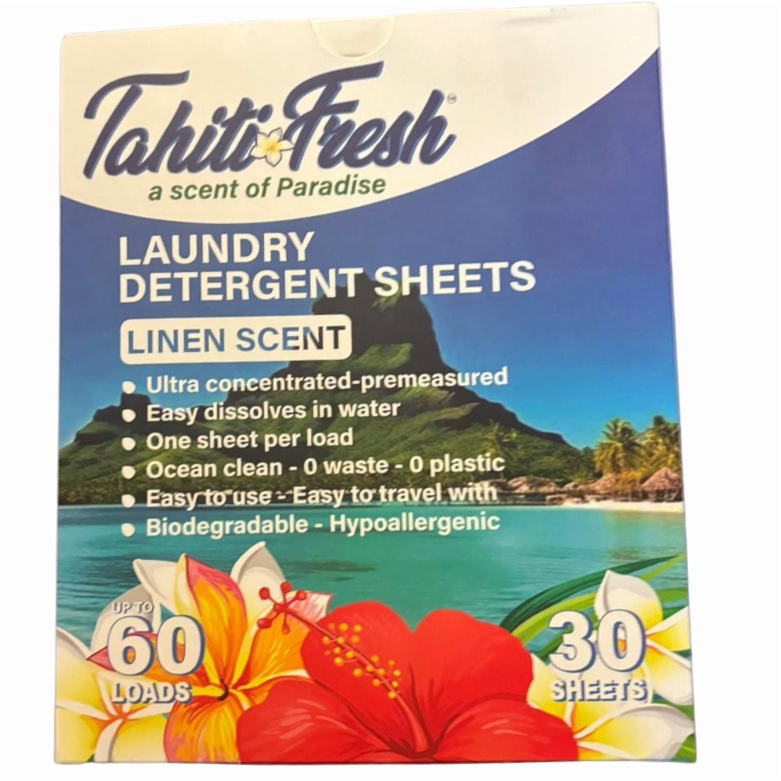 Tahiti Fresh Laundry Detergent Sheets - Linen Scent - 60 Loads, No ...
