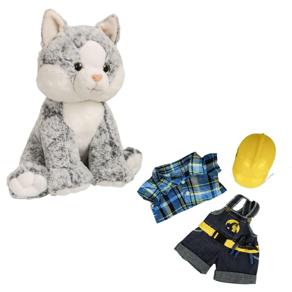 Tahla the Tabby Cat 16 Inch with Construction Worker Outfit and Hardhat - Eco-Friendly Plush Toy ...