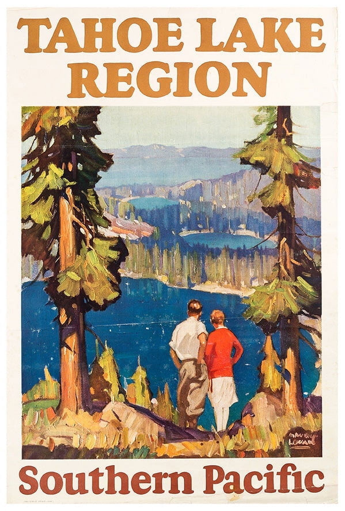 Tahoe Lake Region - Southern Pacific - Vintage Travel Poster ...