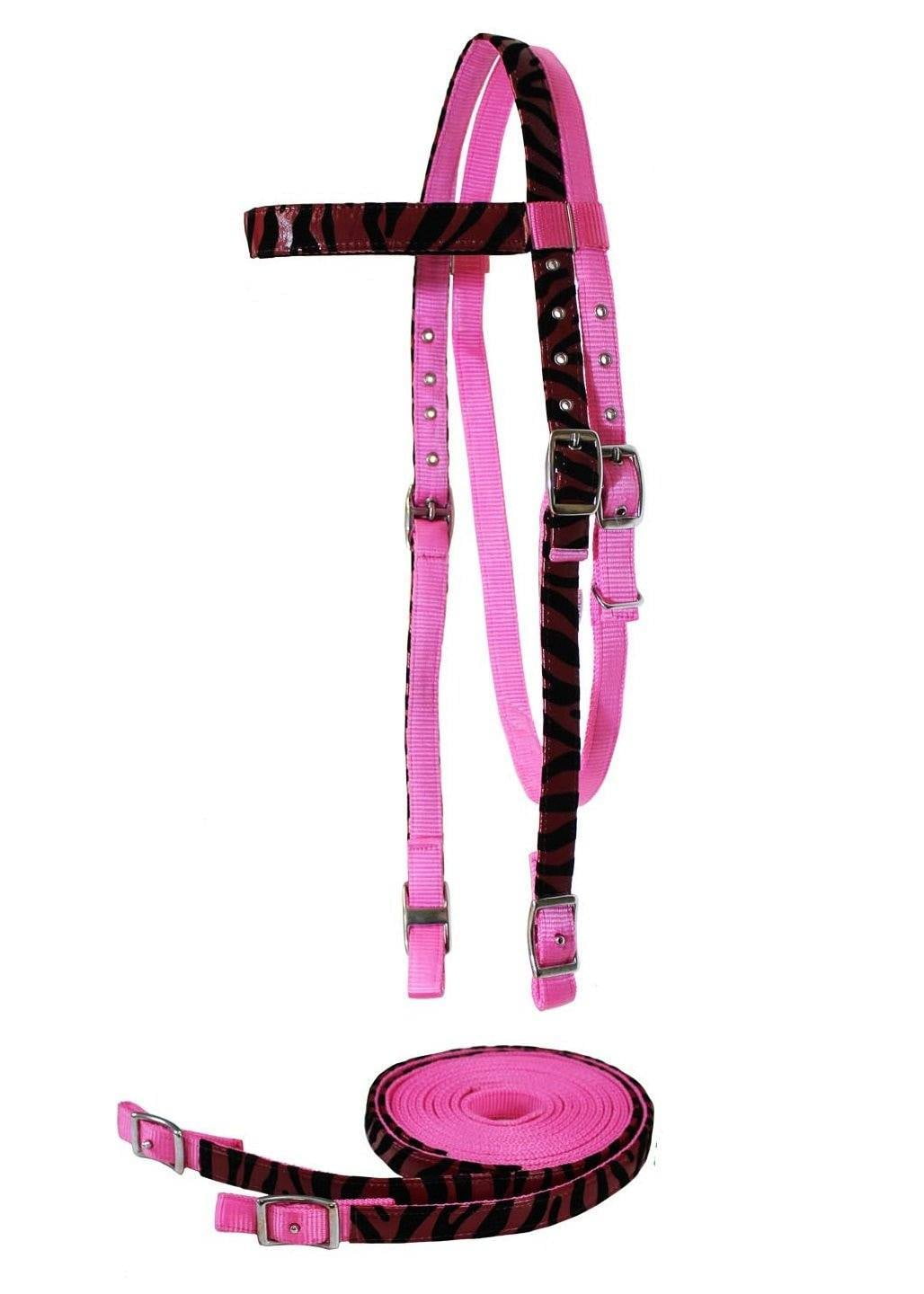 Tahoe Tack Zebra Print Overlay Nylon Western Browband Headstall with ...