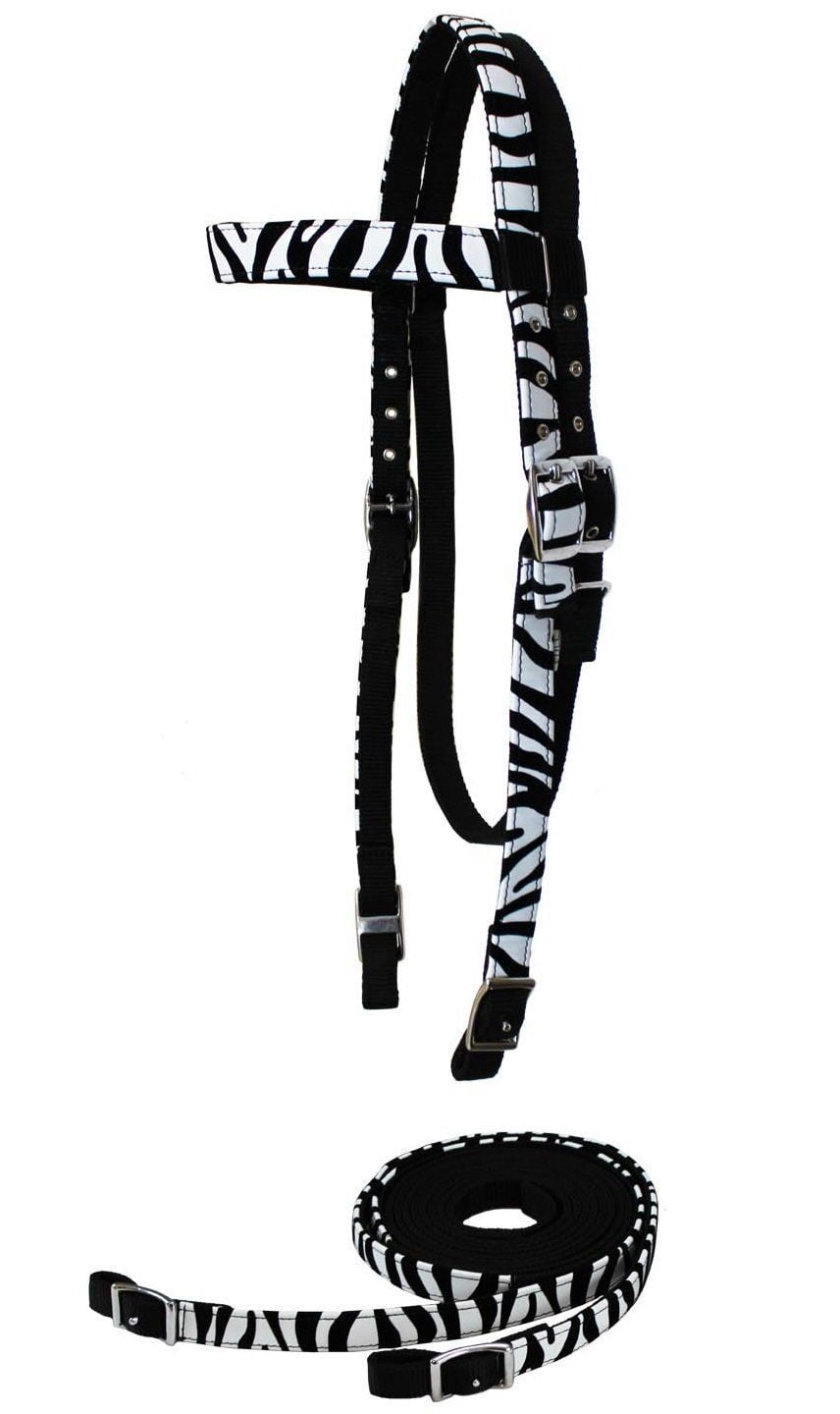 Tahoe Tack Zebra Print Overlay Nylon Western Browband Headstall with ...