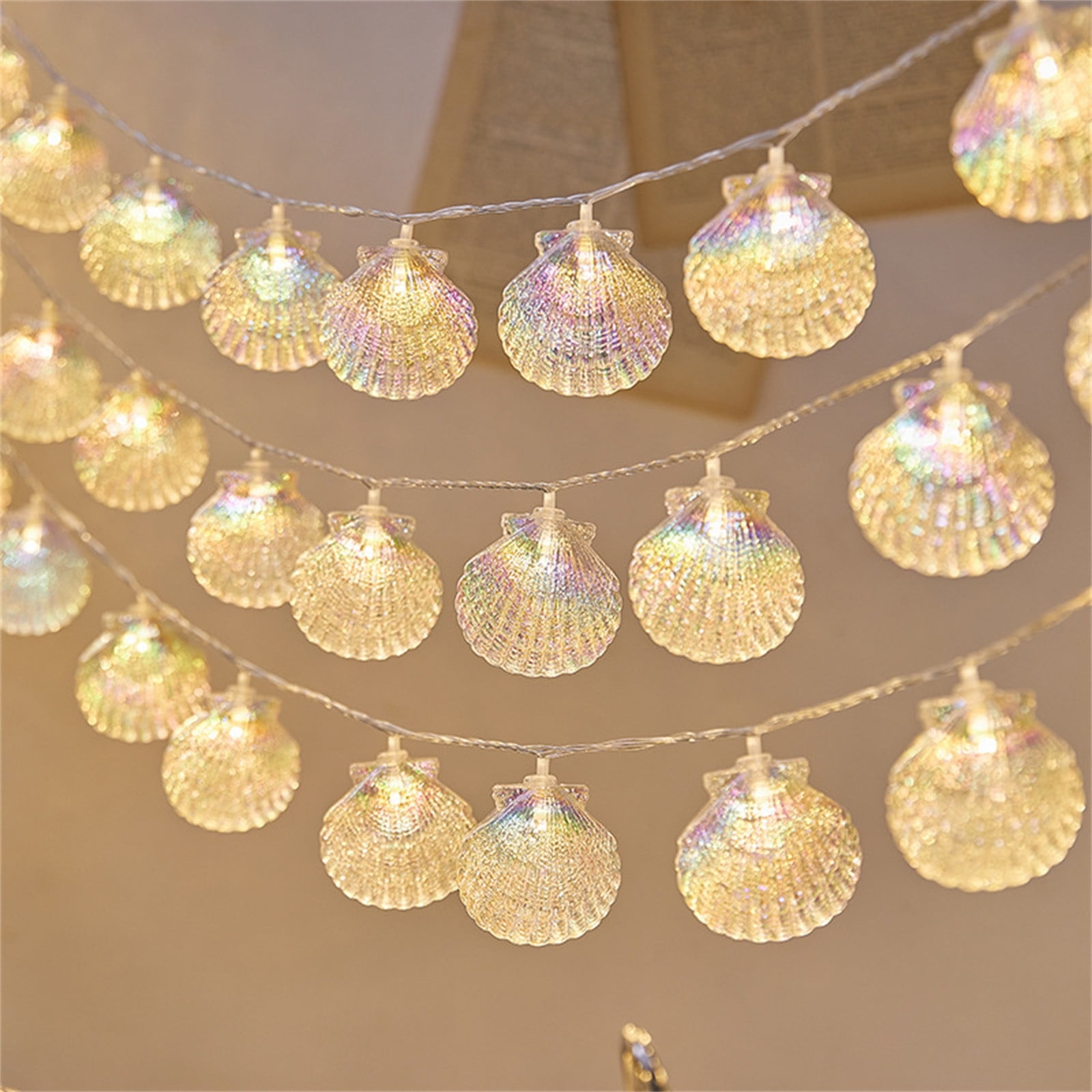 Tahtuvzn School Home Decor LED Wooden Shells Star Light String ...