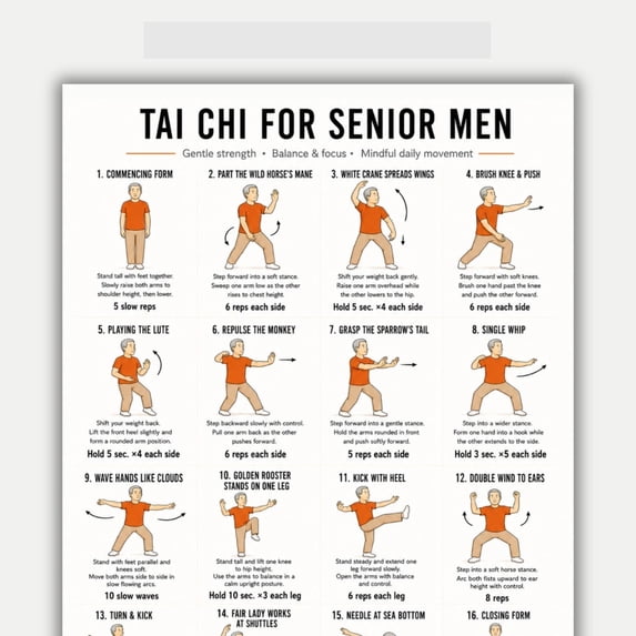 Tai Chi Is Suitable For Elderly Men. 16 Gentle Standing Forms, Balance ...
