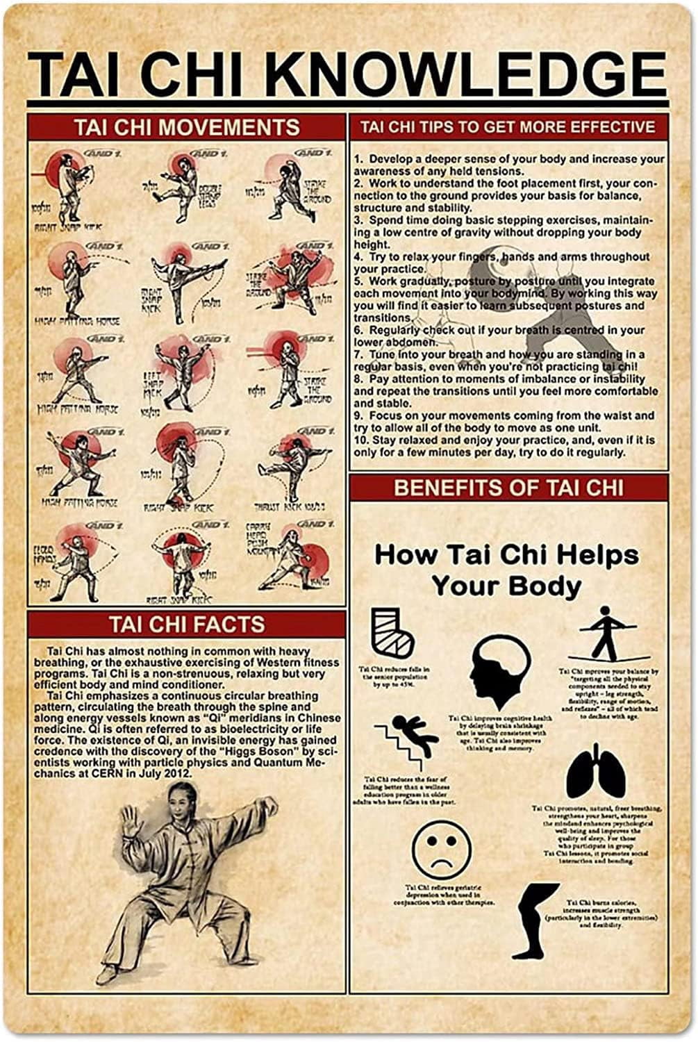 Tai Chi Knowledge Metal Signs Walll Decor Martial Arts Hall Tai Chi ...