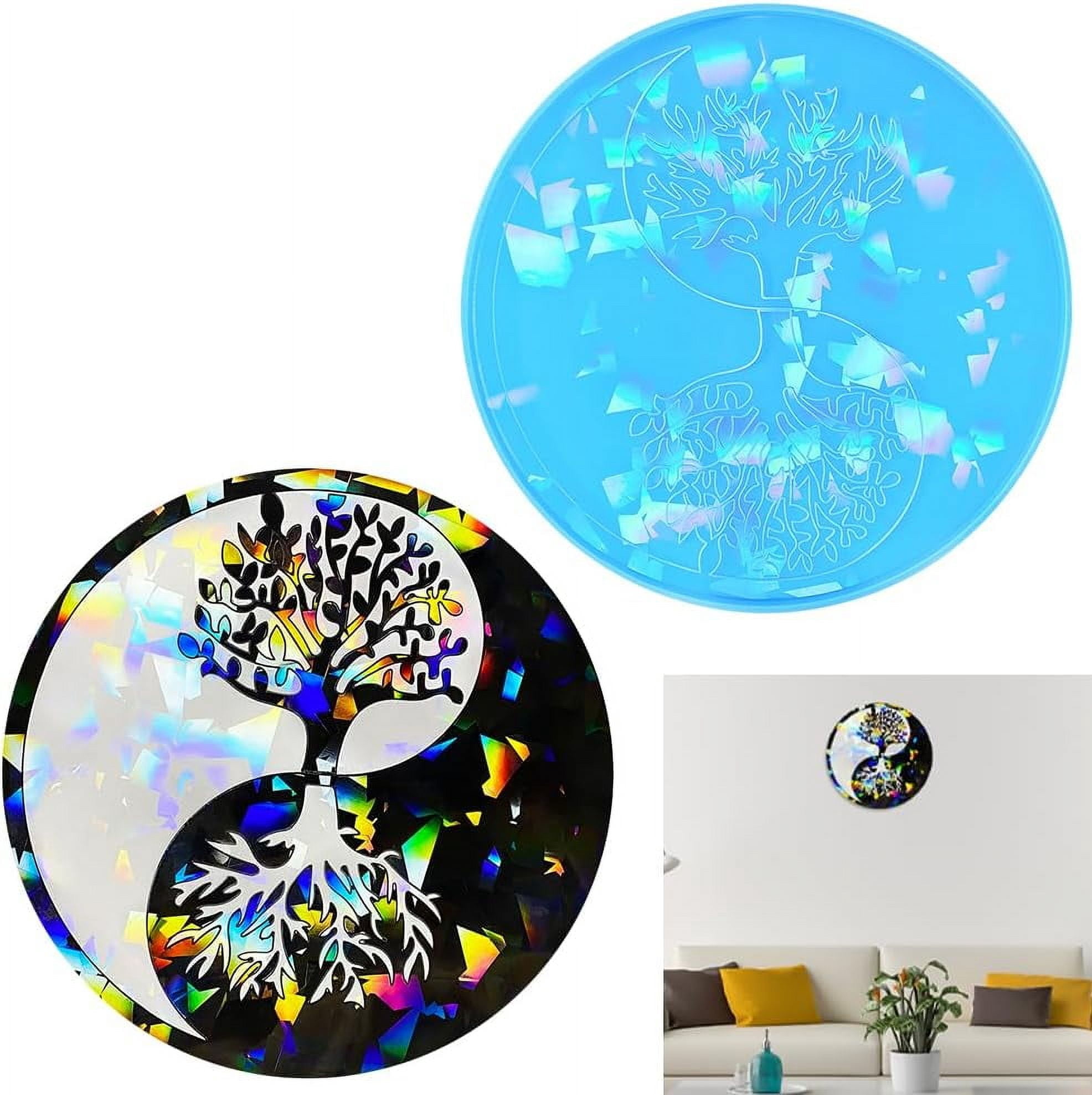 Tai Ji & Tree of Life Pattern Display Decoration Epoxy Resin Silicone ...