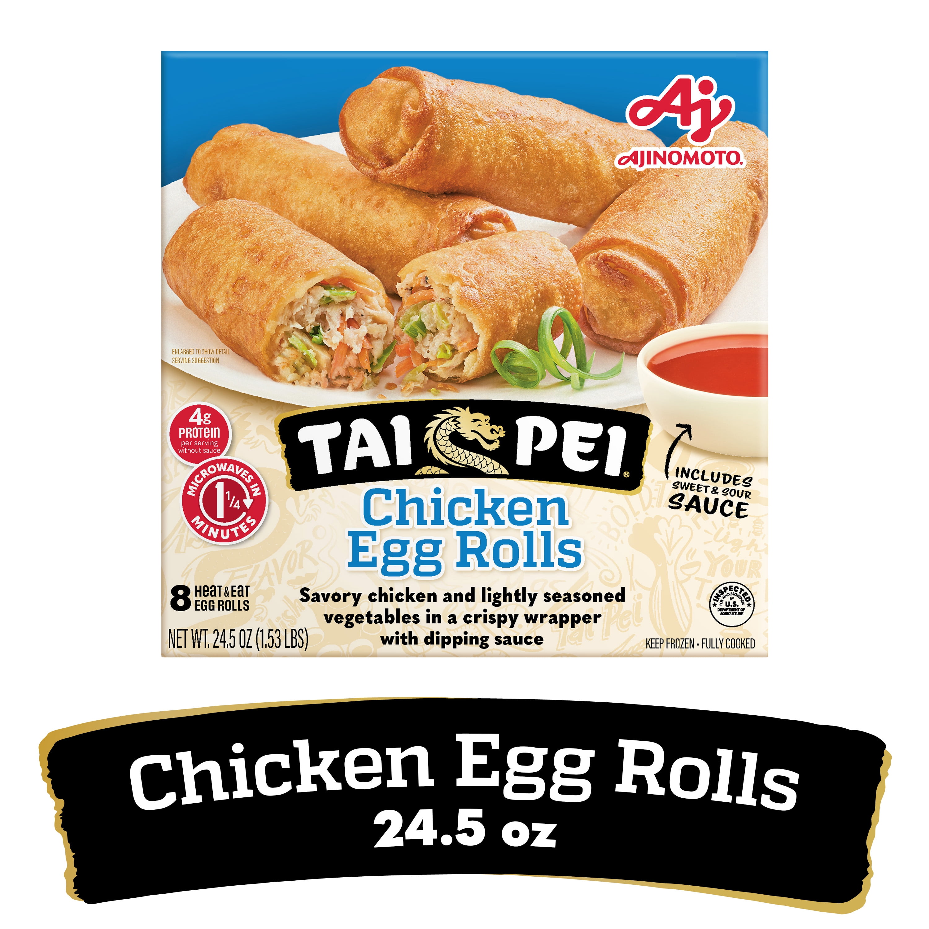 Tai Pei Chicken Egg Rolls, Frozen Asian Appetizers, 24.5 oz - Walmart.com