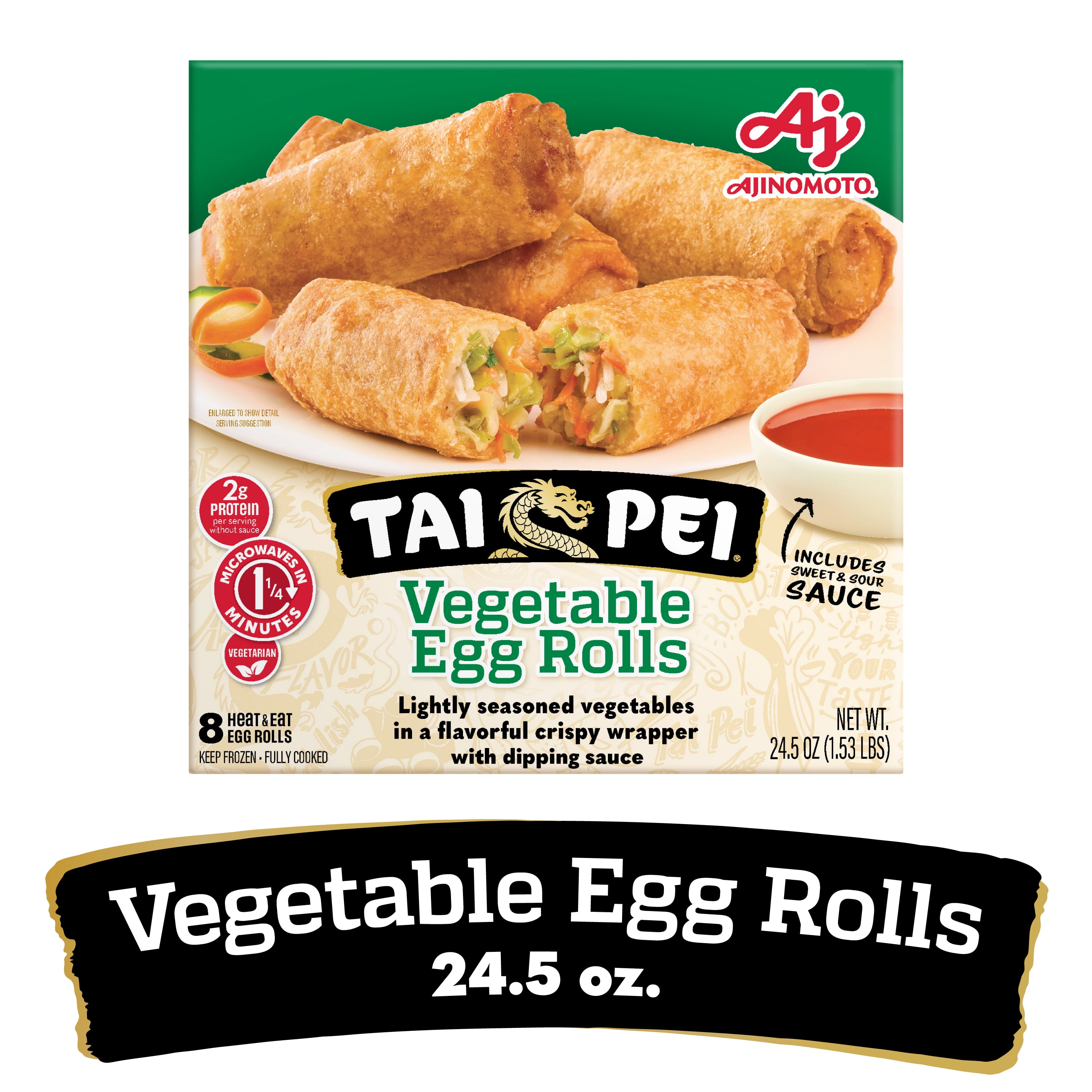 Tai Pei Chinese Veggie Egg Rolls with Dipping Sauce, Frozen Asian ...