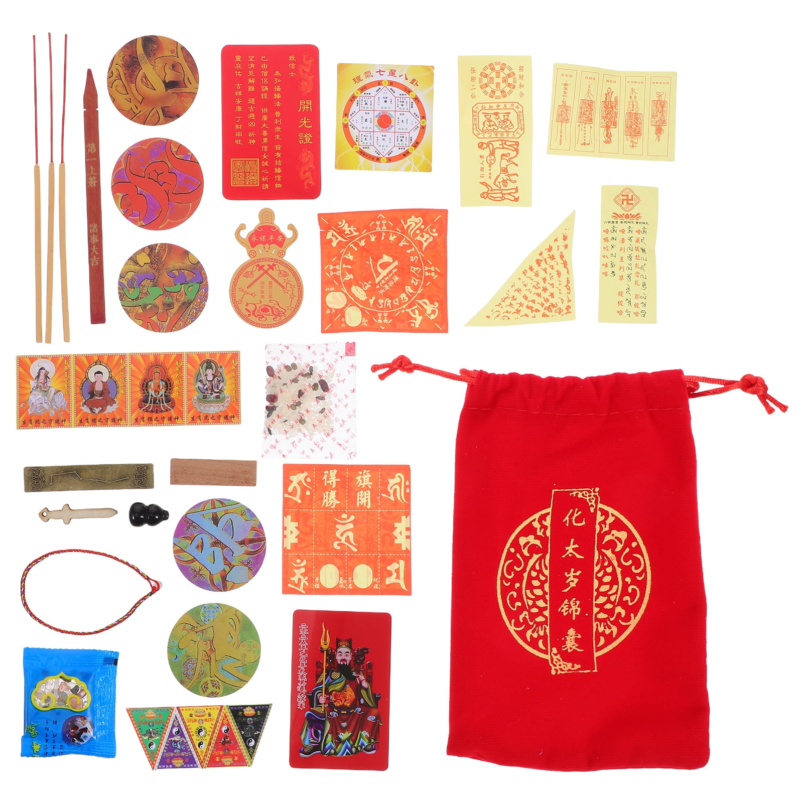 Tai Sui Lucky Bag Amulet,1 Box Chinese Good Luck And Fortune Text Red ...