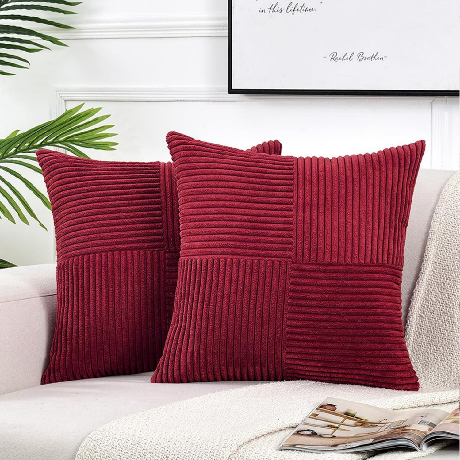 Taibuwu 2 Packs Lumbar Decorative Throw Pillow Covers 20x20 Inch for ...