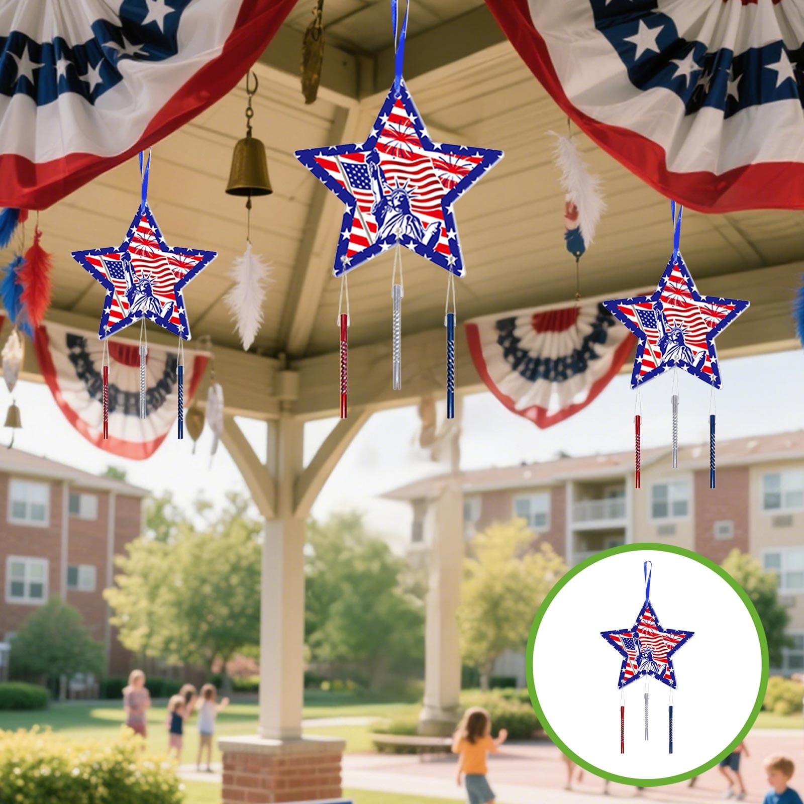 Taicans 1 Set 4th of July Wind Chime Kit for Kids Make Your Own Star Wind Chime for Girls Boys ...