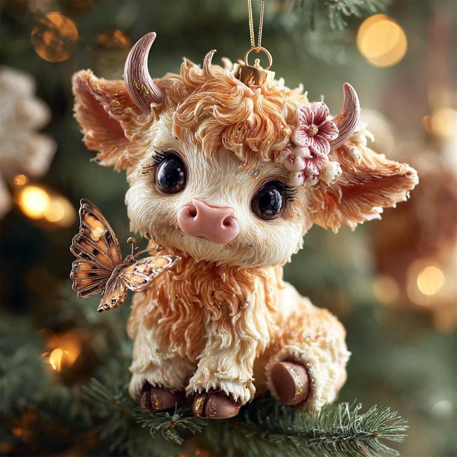 Taicans Adorable Highland Cow Christmas Tree Ornament - Acrylic ...