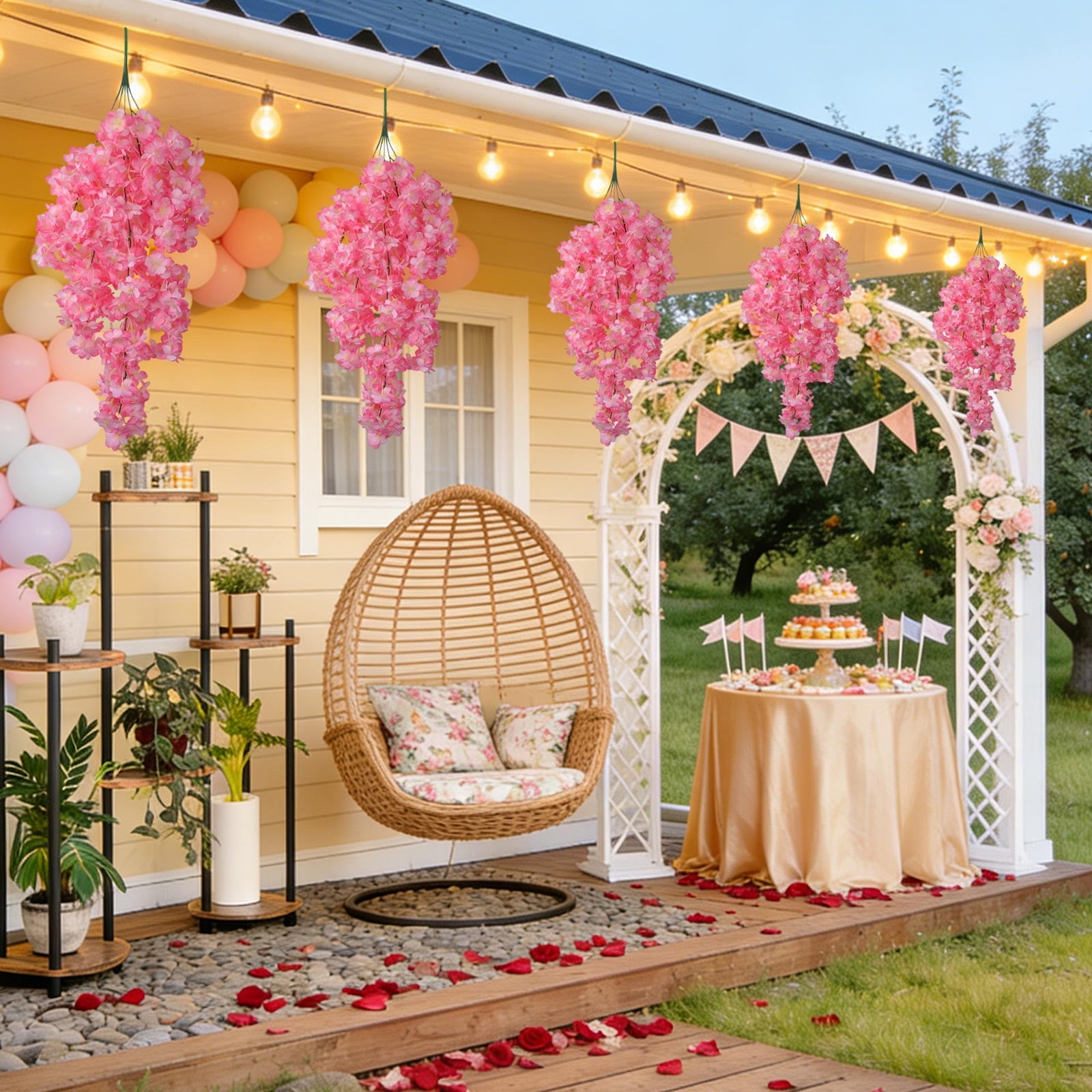 Taicans Artificial Hanging Vines - Realistic 27.6 Inch Red Morning ...