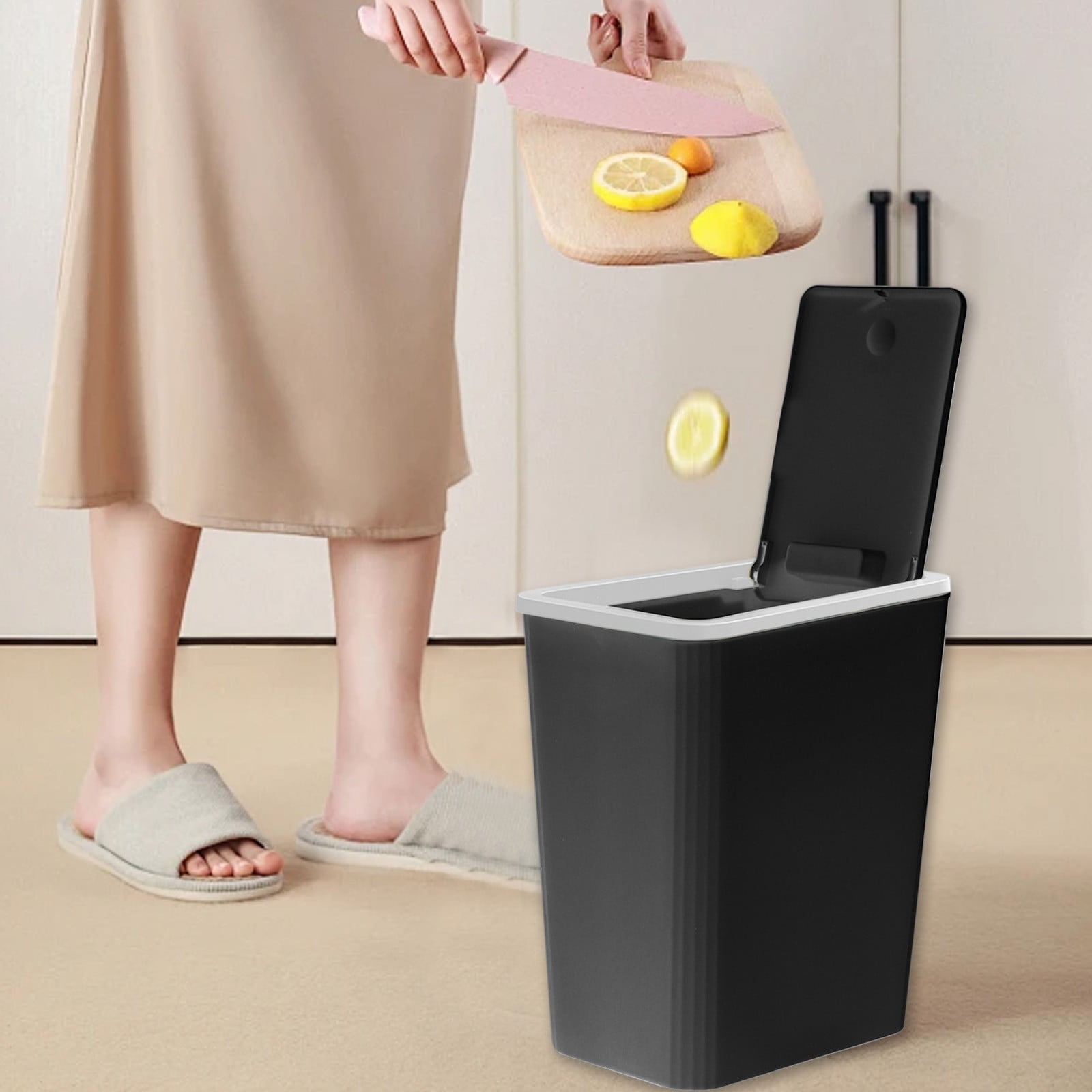 Taicans Bathroom Trash Can with Lid,Garbage Can with Pop-Up Lid ...