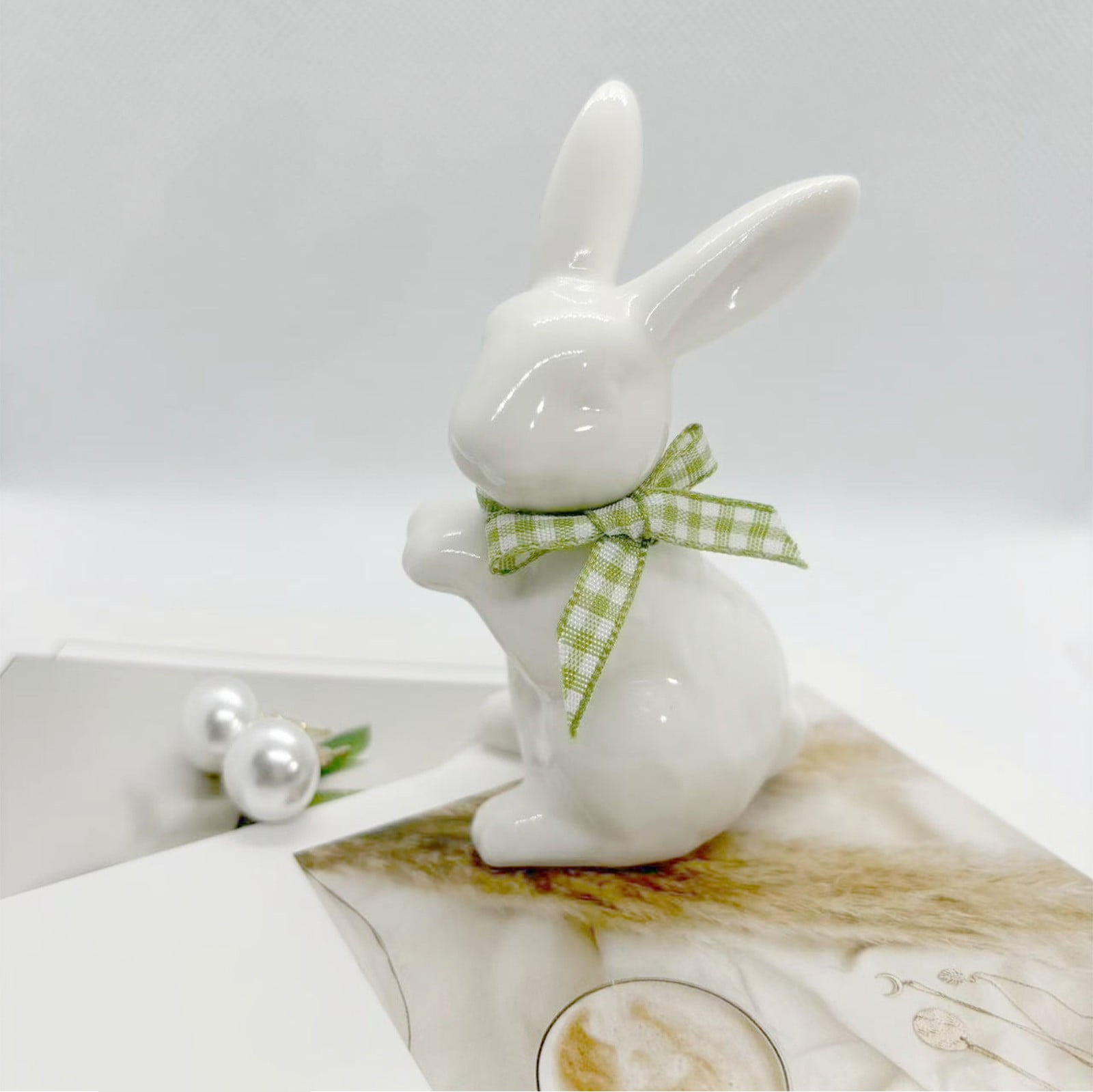 Taicans Ceramic Rabbit Figurines,Porcelain Easter Bunny Decorations for ...