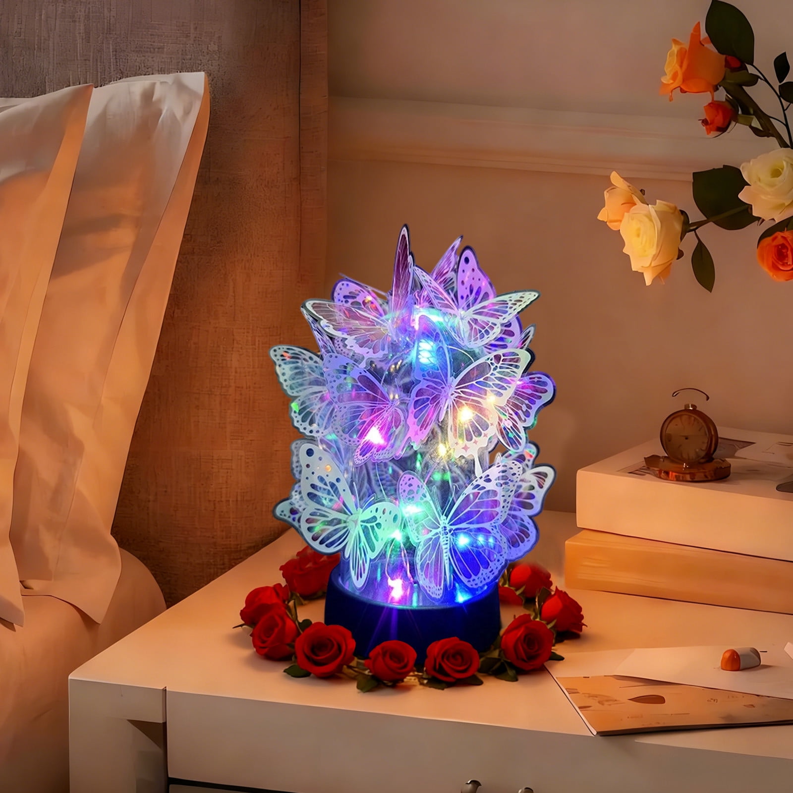 Taicans DIY Color Changing Butterfly Night Light,7.1x4.3in Pink LED ...
