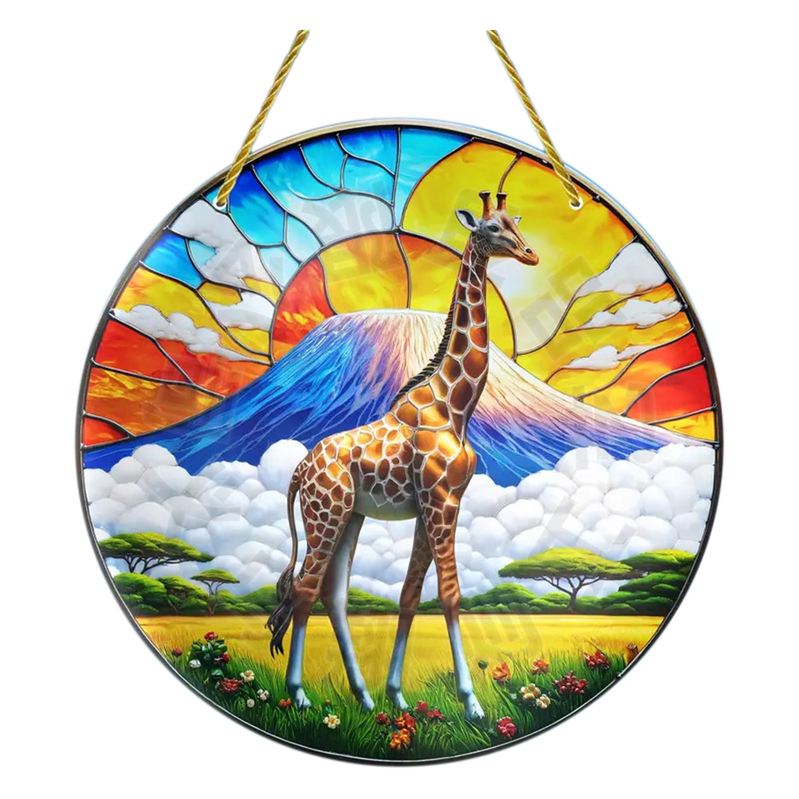 Taicans Giraffe Sun Catcher Window Hanging Ornament 5.9in,Round Stained ...