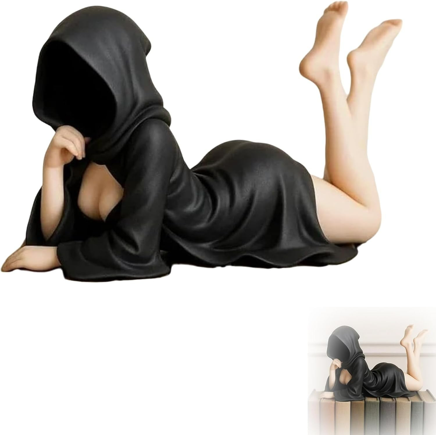 Taicans Gothic Black Robe Queen Statue - 4" Handmade Resin Female Figure,Spooky Horror Decor for ...