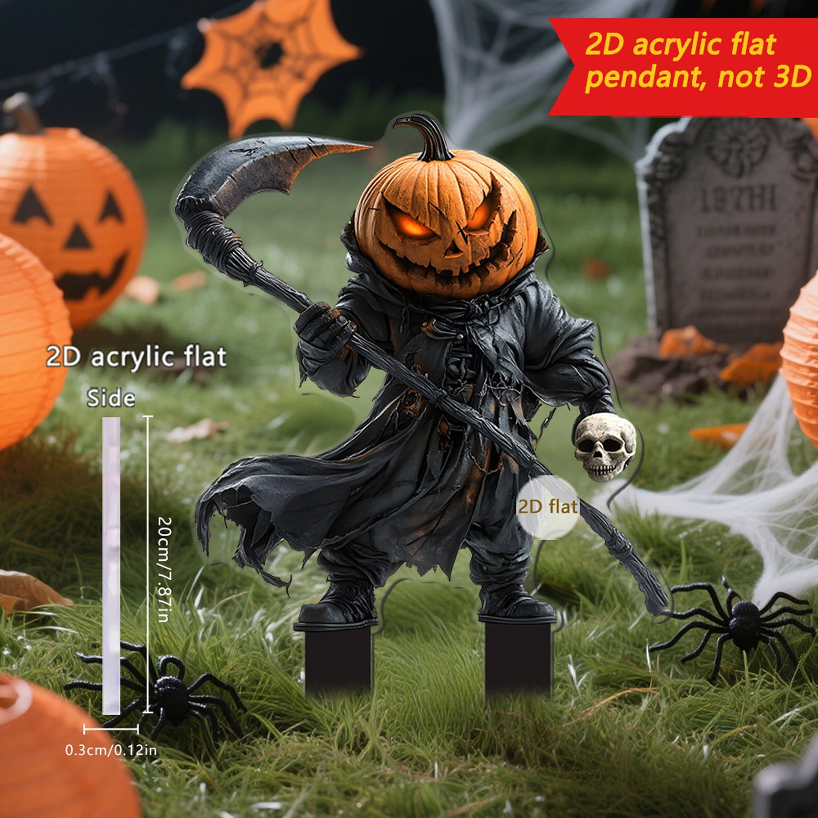 Taicans ‌Grim Reaper & Skeleton Pumpkin Halloween Yard Decor - 2D ...