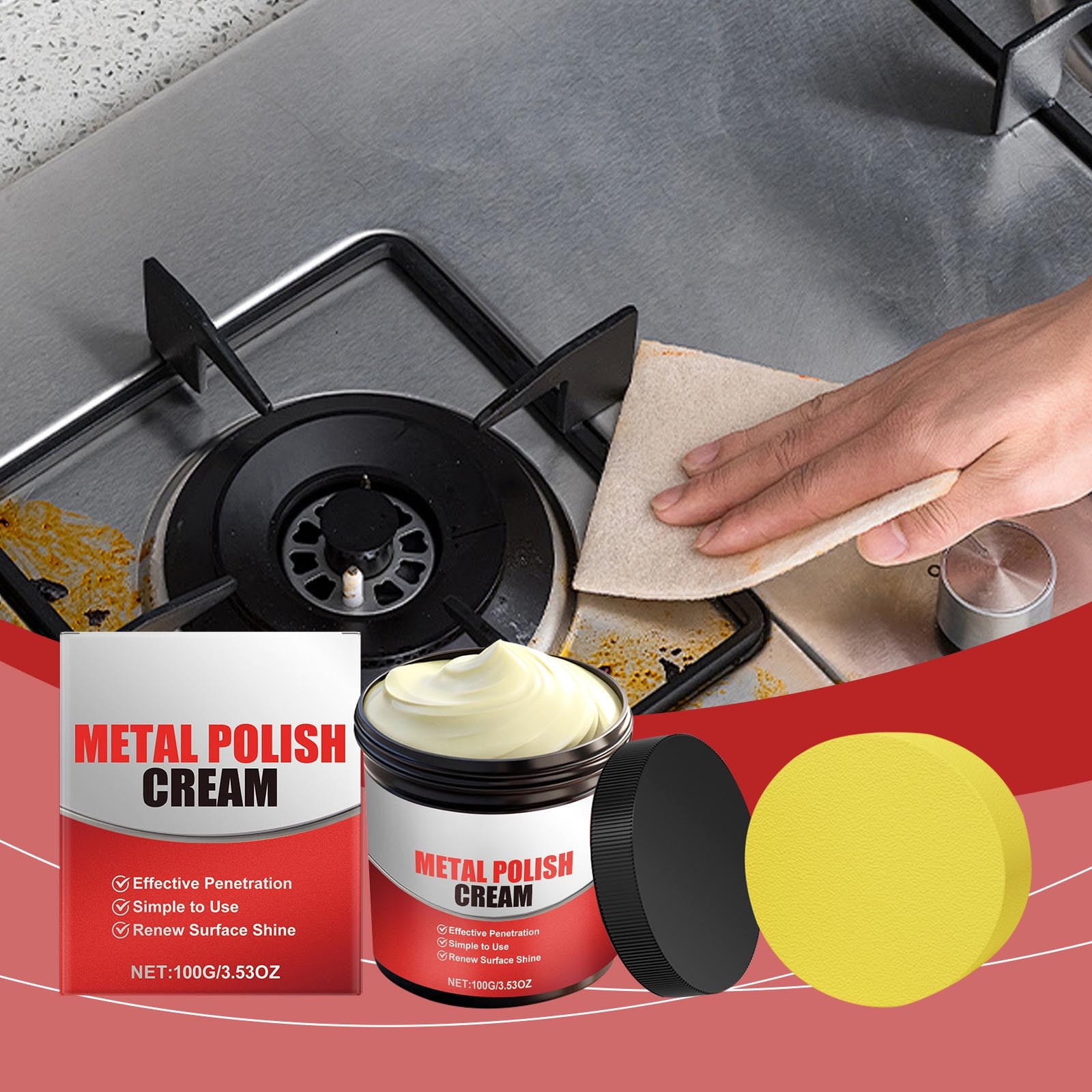 Taicans Heavy Duty Metal Polish Paste 3.5oz Kit for Cookware - Quick ...