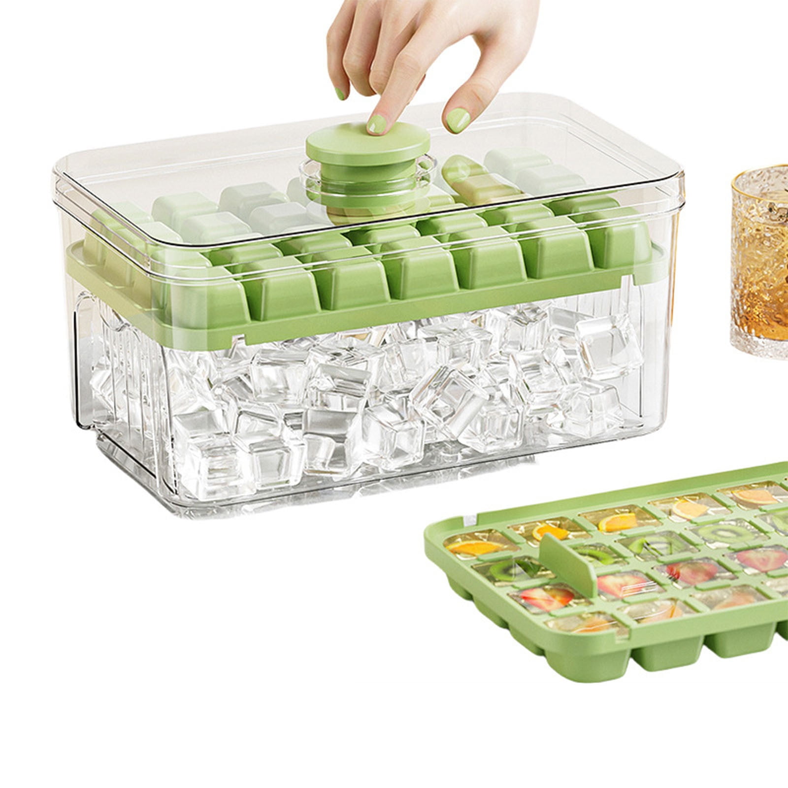 Taicans Ice Trays,Ice Trays for Freezer,Ice Tray with Lid and Bin,One ...