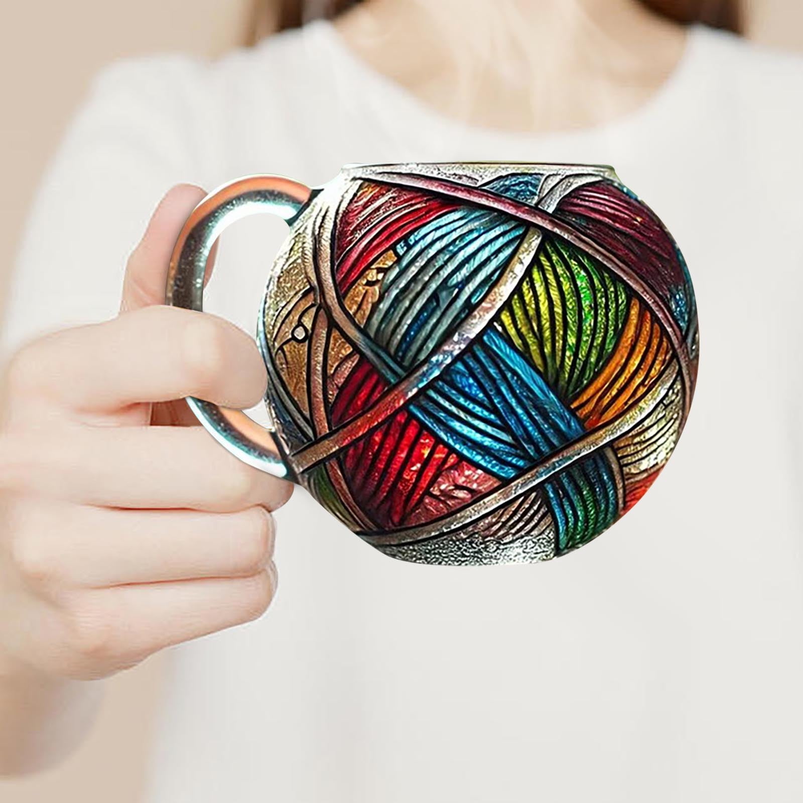 Taicans ‌Painted Yarn Mug - 12oz Stained Glass Coffee Cup,Handmade ...