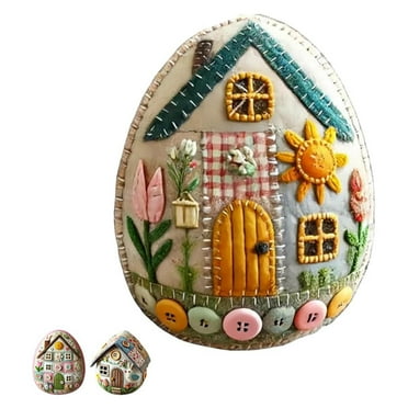 Patchwork Felt Egg House DIY Kit Felt Easter Eggs House Kit DIY Embroidery Felt Kit Holiday ...