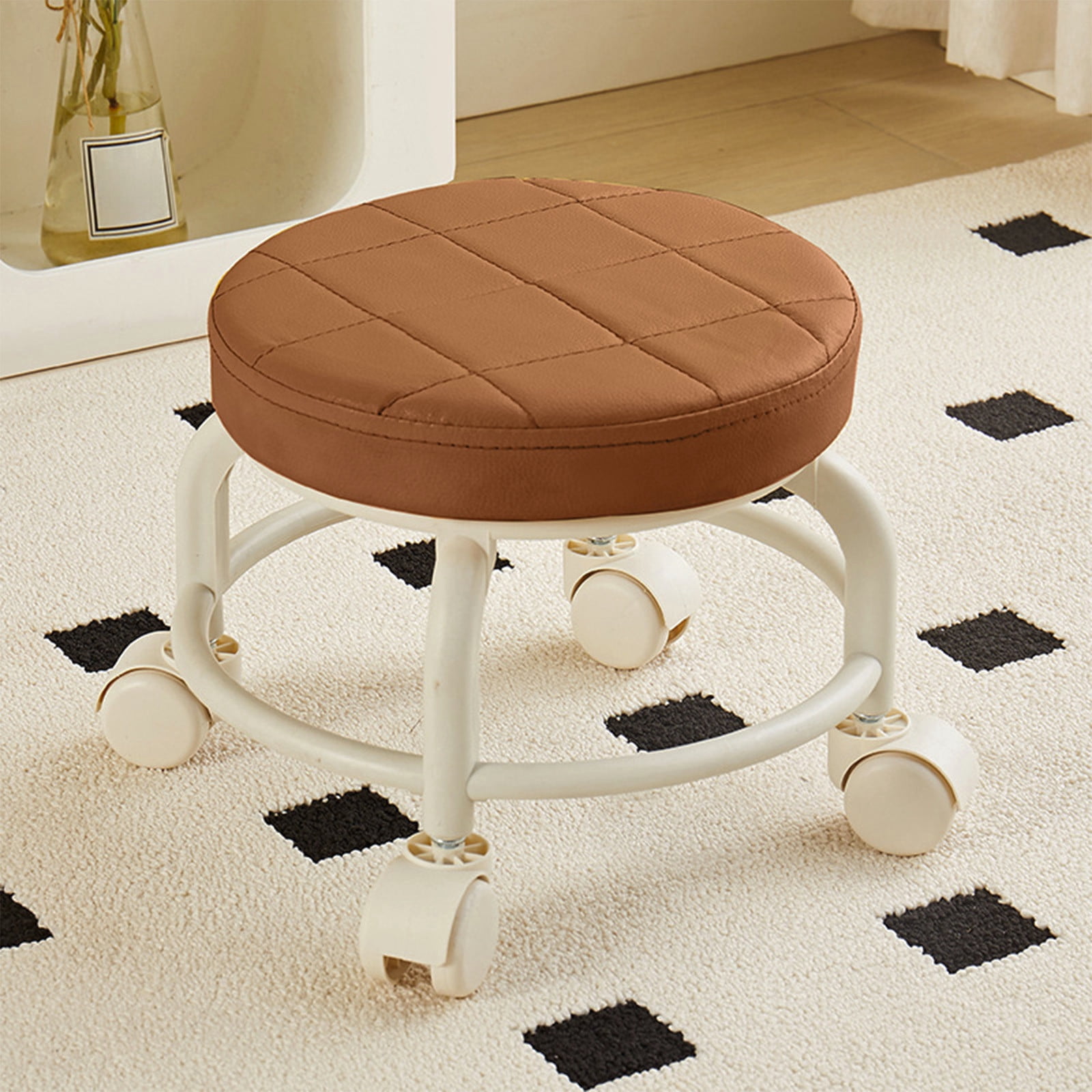 Taicans ‌Salon Rolling Stool with Wheels - 360° Swivel Low Scoot Stool ...