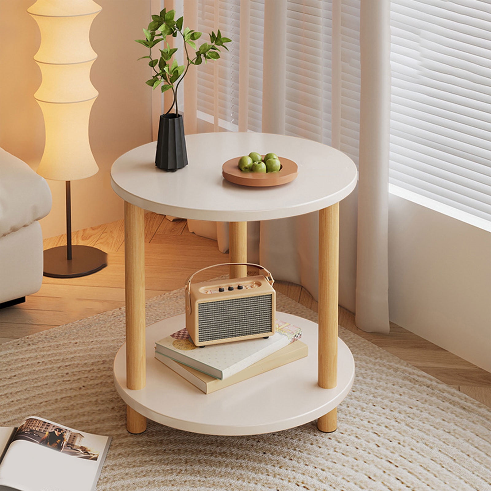 Taicans Small Round 2 Tier Wooden Side End Table,Round End Table ...