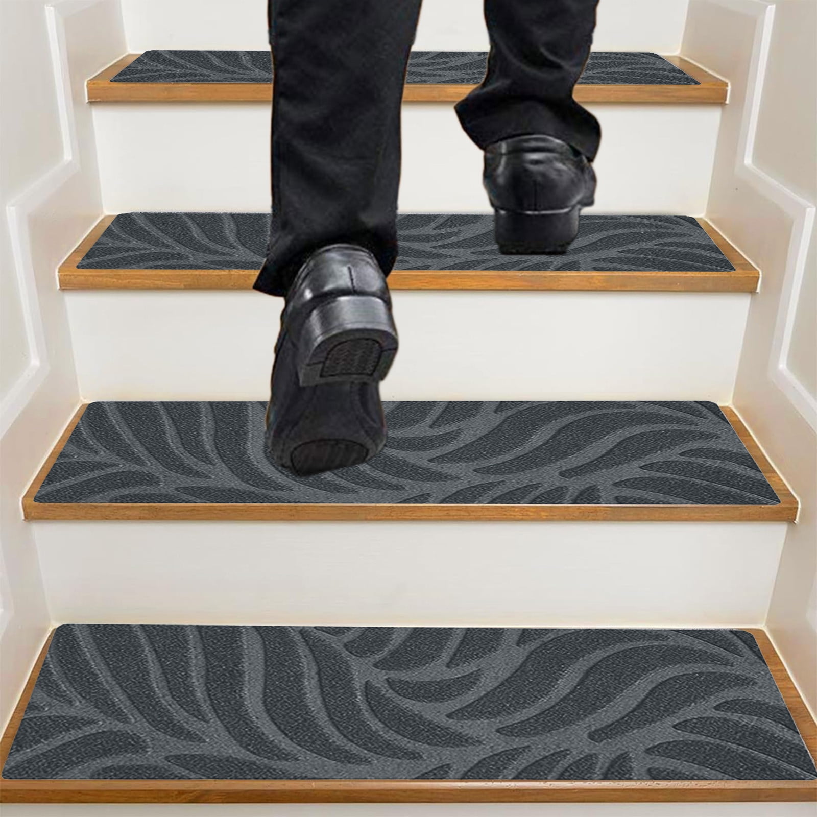 Taicans Stair Treads for Wooden Steps Indoor,8" X 30" Non Slip Carpet ...