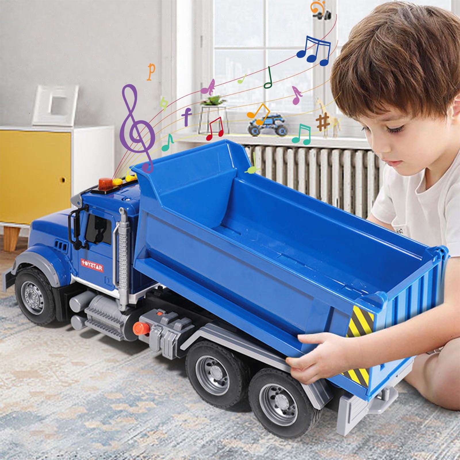Taicans Tip Up Construction Dump Truck Toy - 16" Large Friction Powered ...