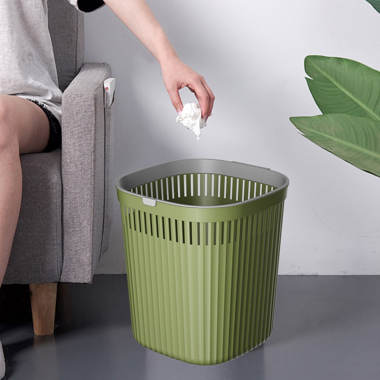 Taicans Uncovered Trash Cans,3.9 Gallon Pressure Ring Design Plastic ...