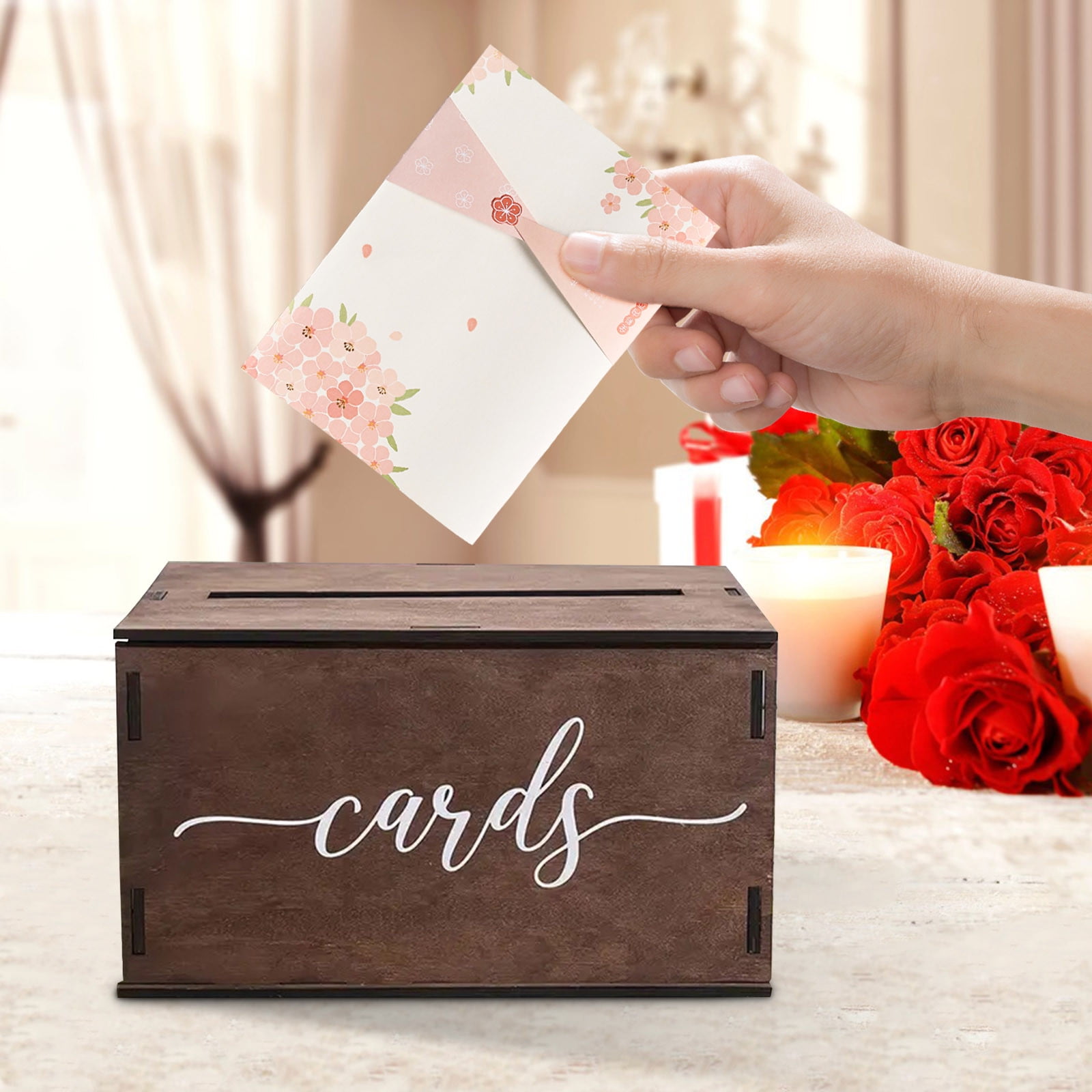 Taicans Wooden Wedding Card Box with Slot & Lid,Decorations for ...