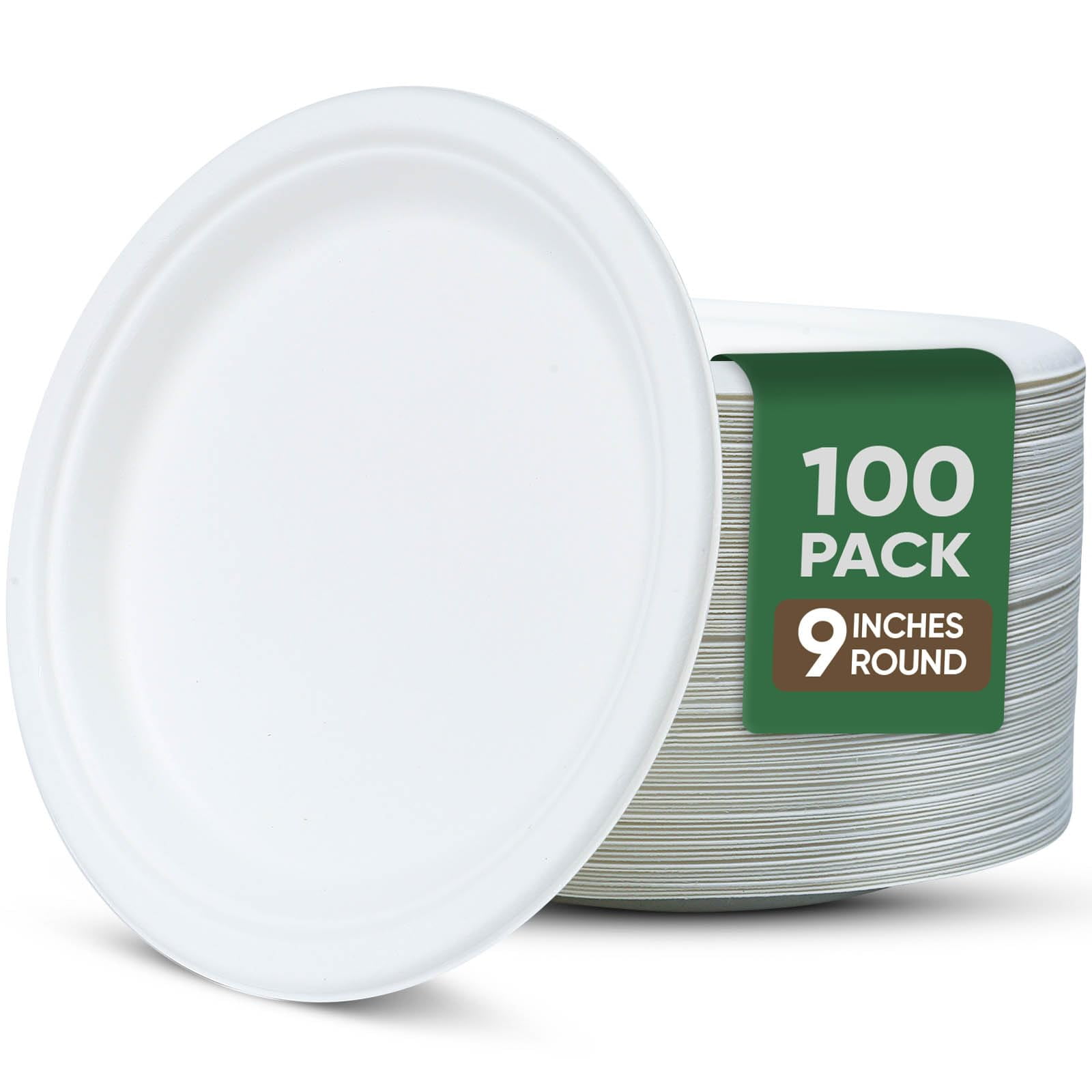 TaidMiao 9 Inch Paper OKA4 Plates 100 Pack - 100% Compostable ...