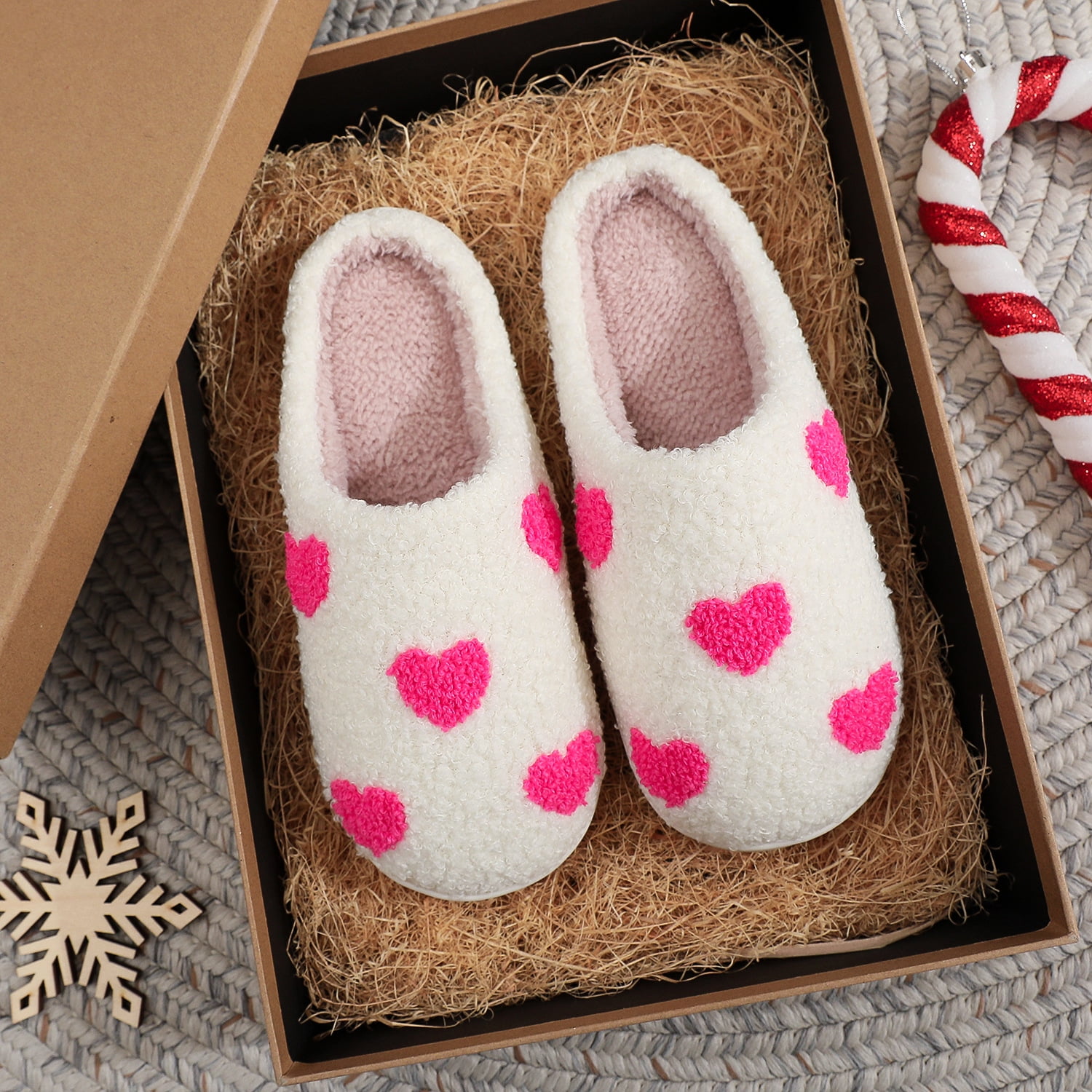 Taifuinsge Cute Valentine's Day Slippers for Women Soft Plush Comfy ...