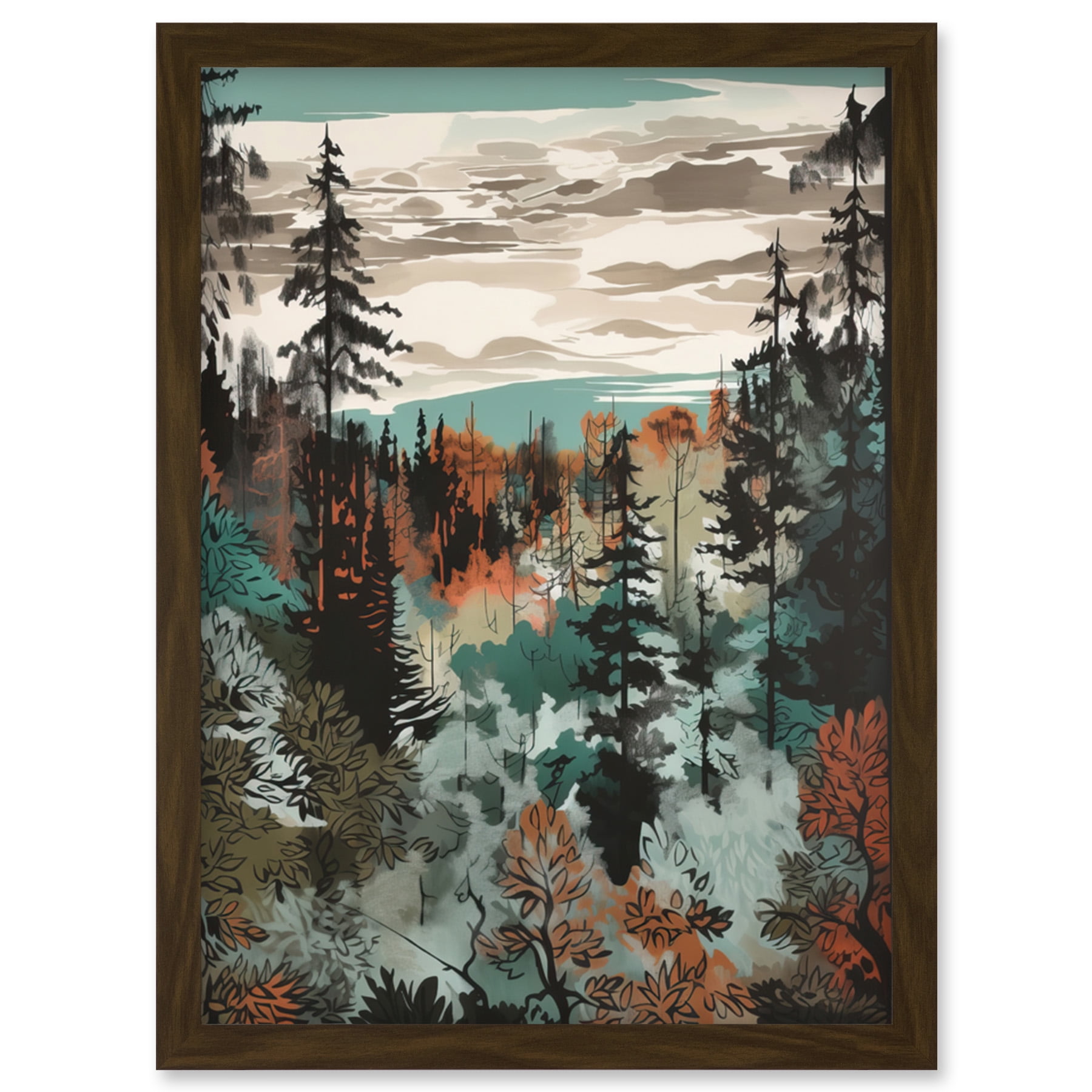 Taiga Boreal Autumnal Colours Forest Landscape Artwork Framed Wall Art ...