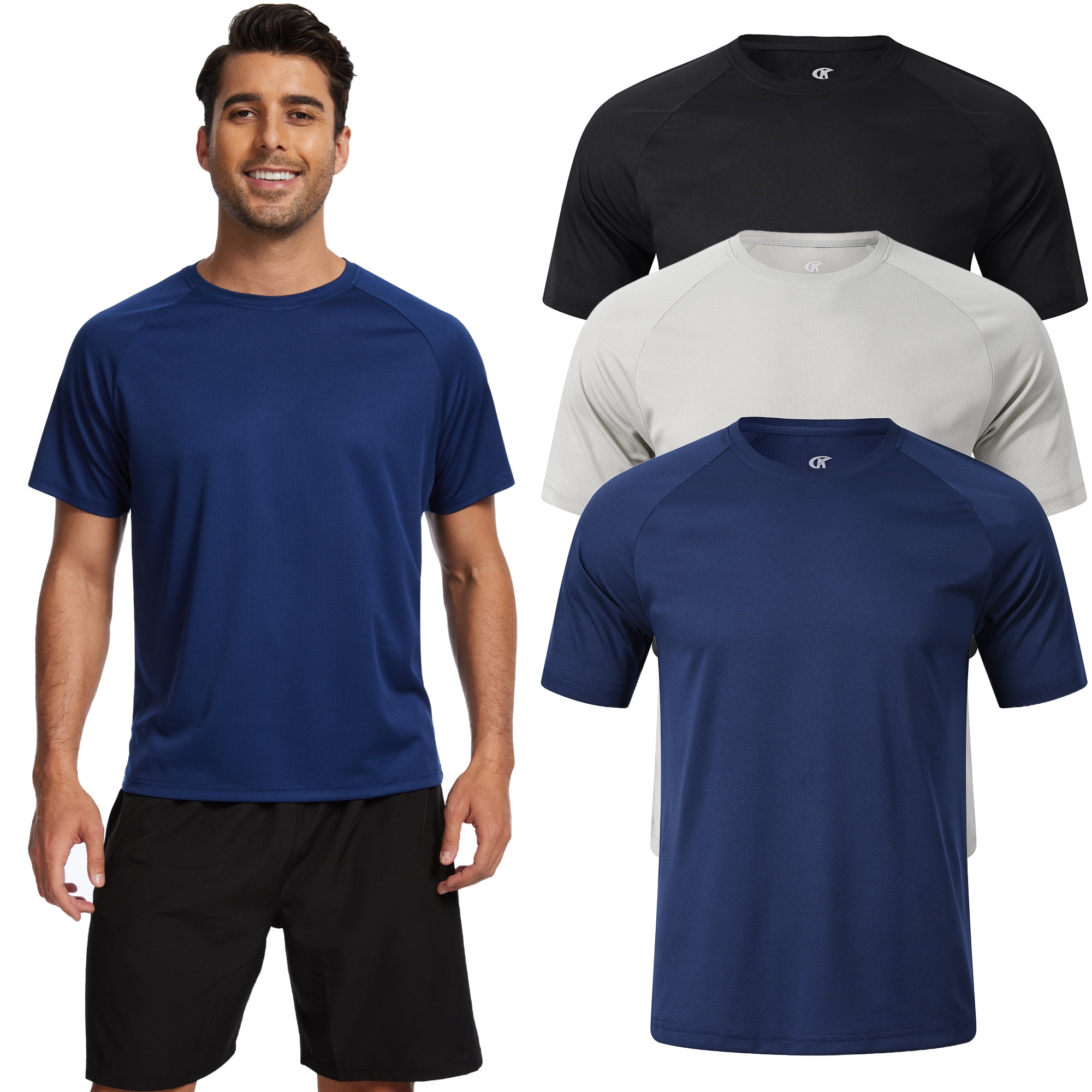 Taigaofy Men's Dry Fit Athletic Shirts, 3 Pack, Short Sleeve, 100% ...