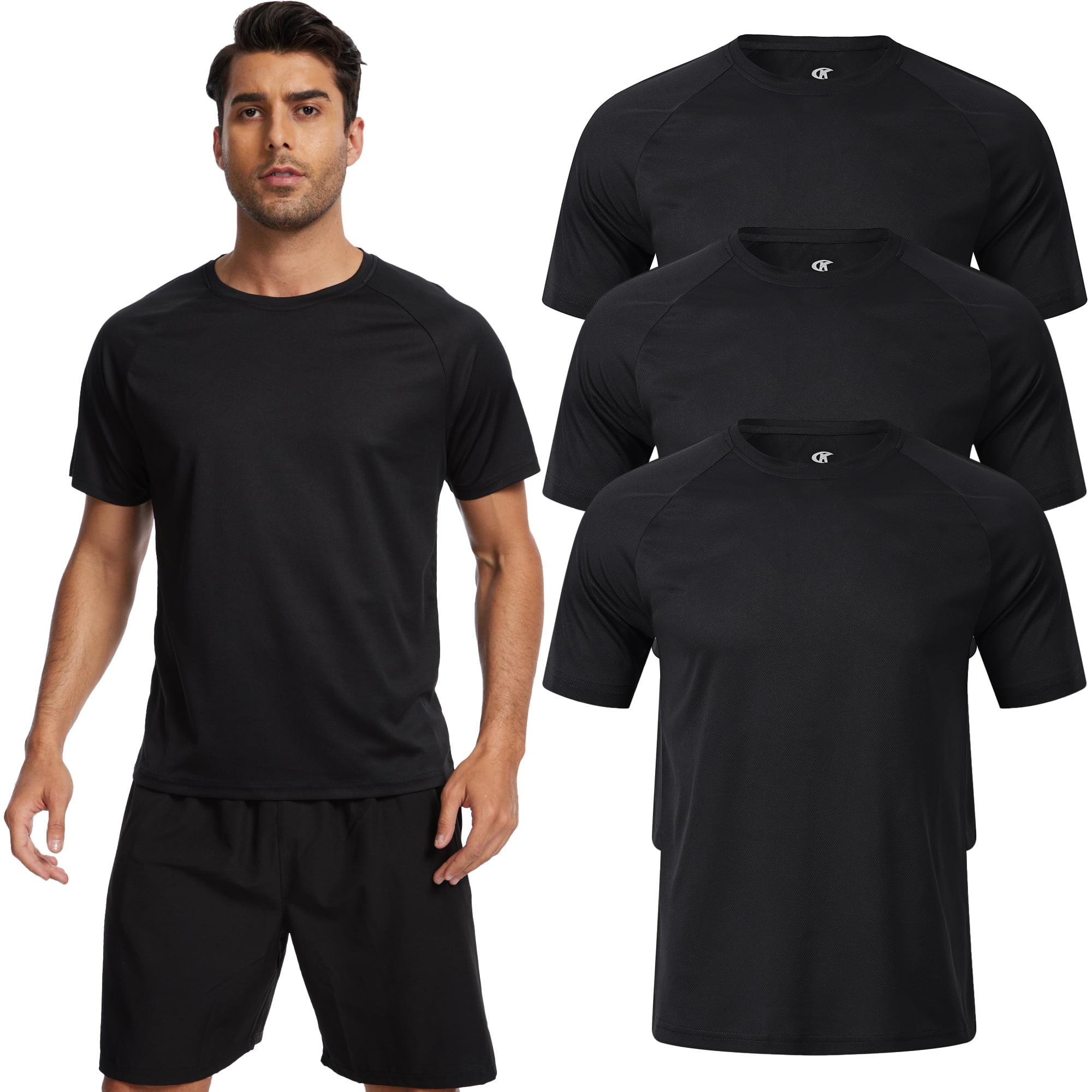 Taigaofy Mens Dry Fit Mesh Athletic Shirts 3 Pack Black L - Walmart.com