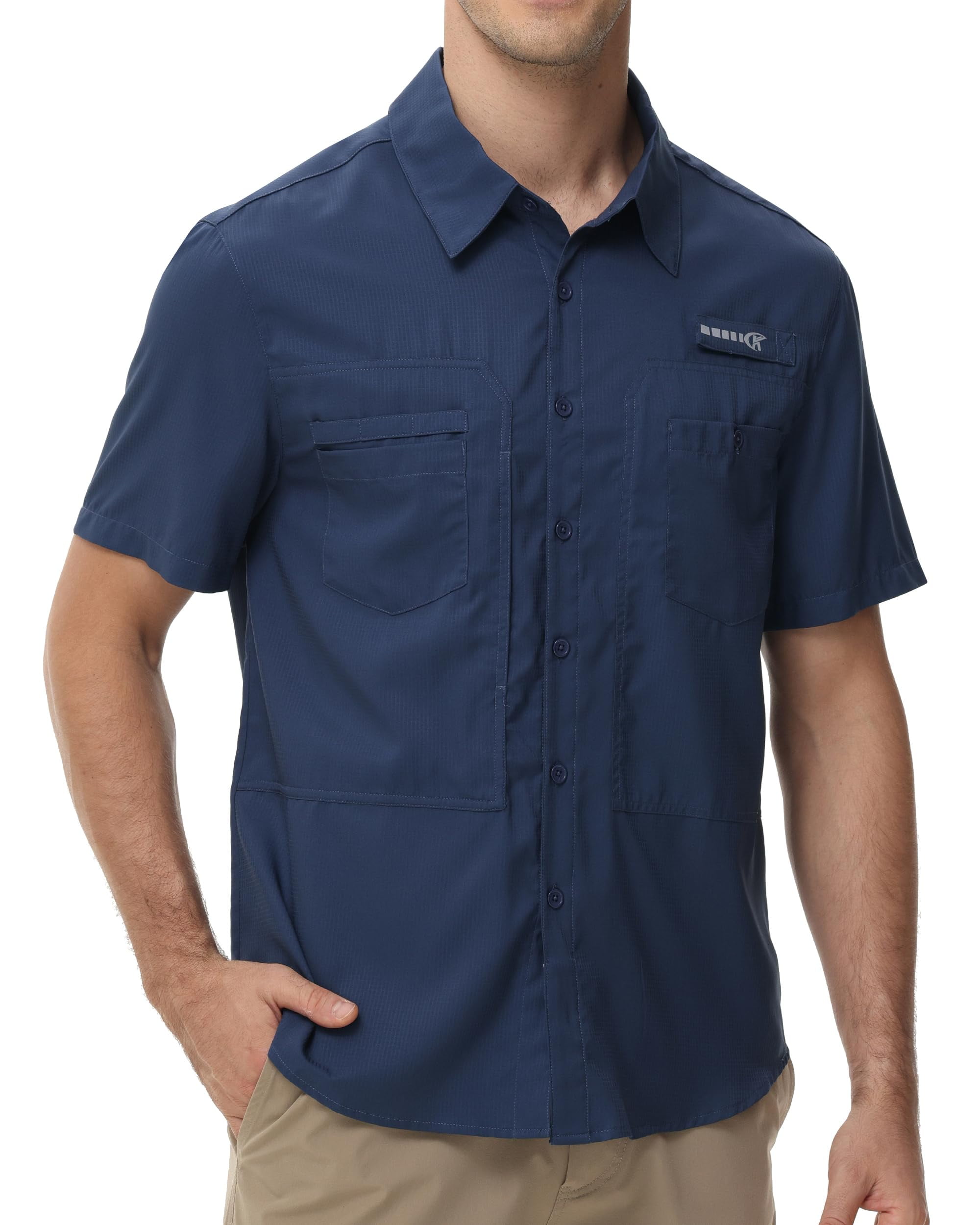 Taigaofy Men's Shirt Short Sleeved Lightweight Hiking Work Casual ...